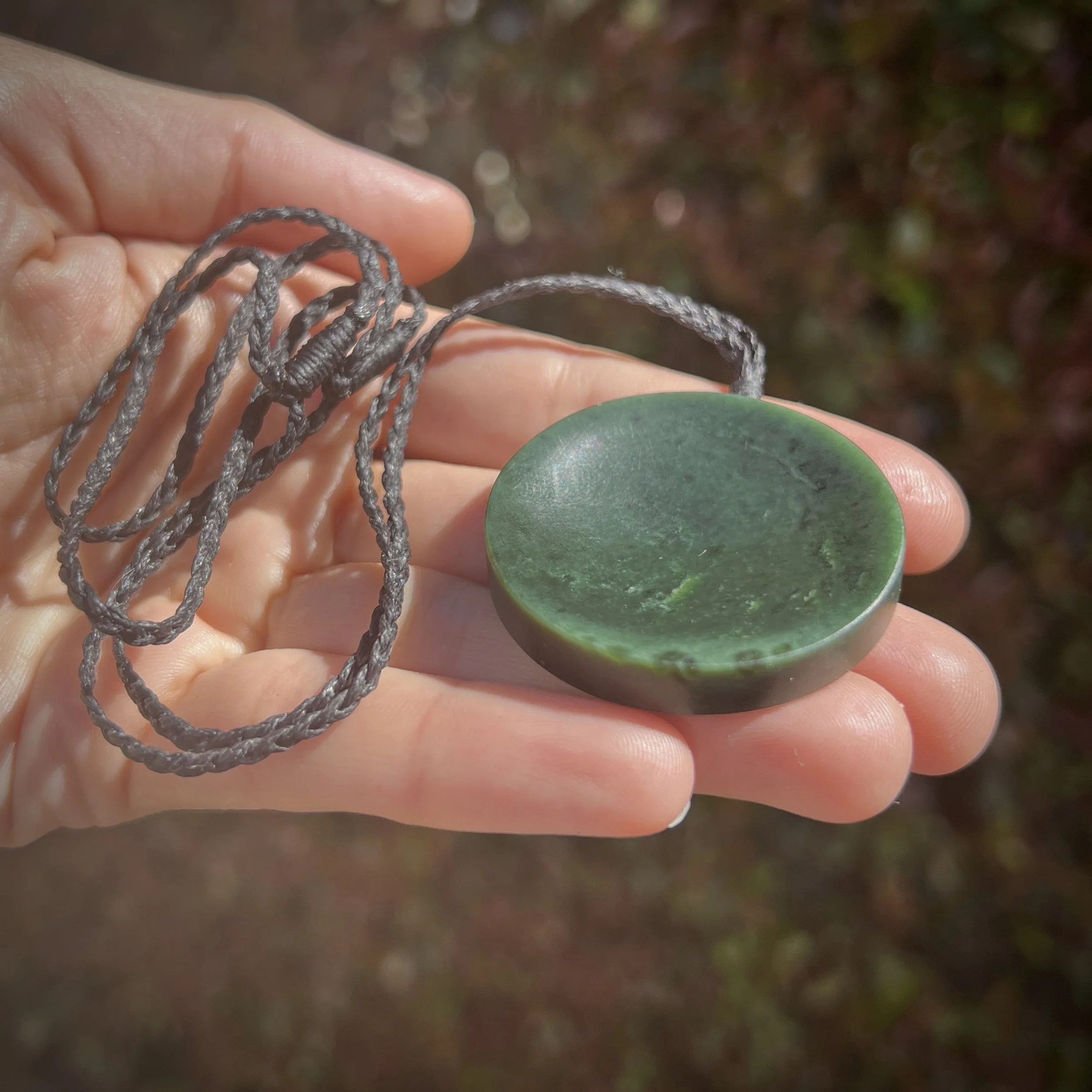 Crescent Moon Greenstone with Pattern — Jade Pebble
