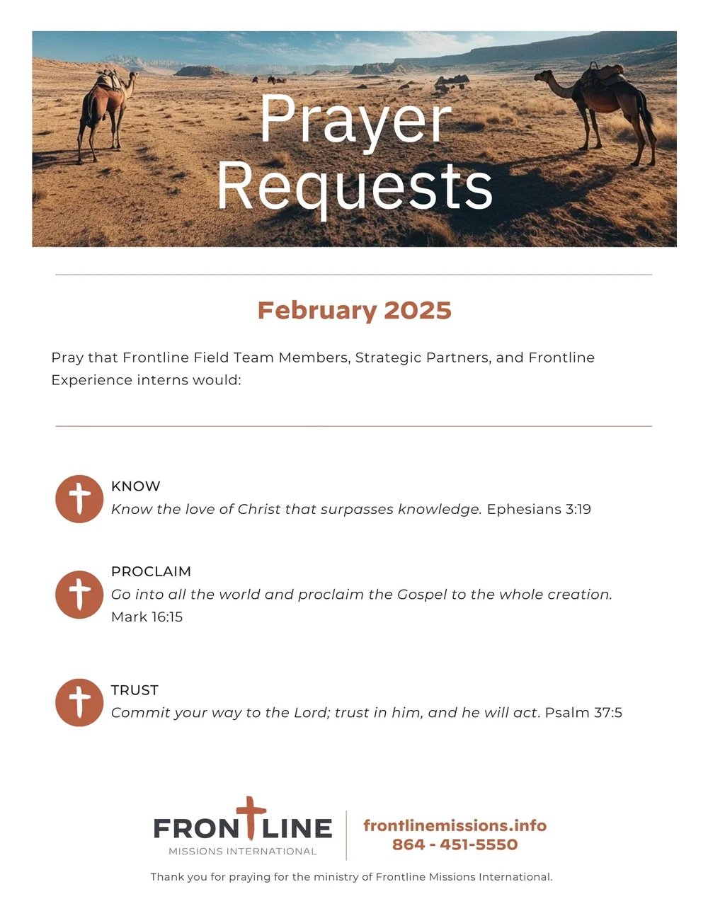 February Prayer Requests — Frontline Missions