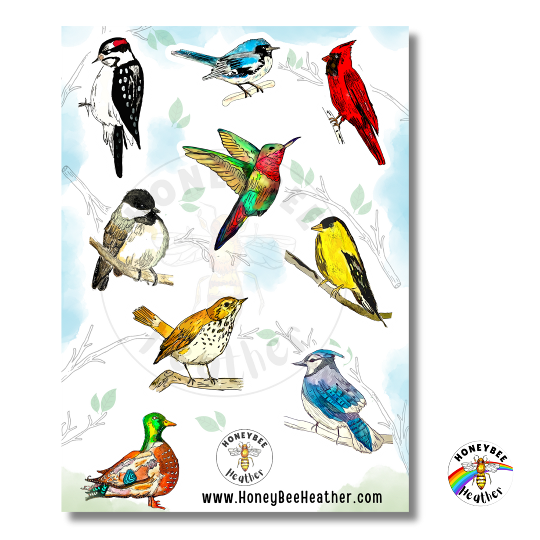 Birds Sticker Sheet — HoneyBee / Heather