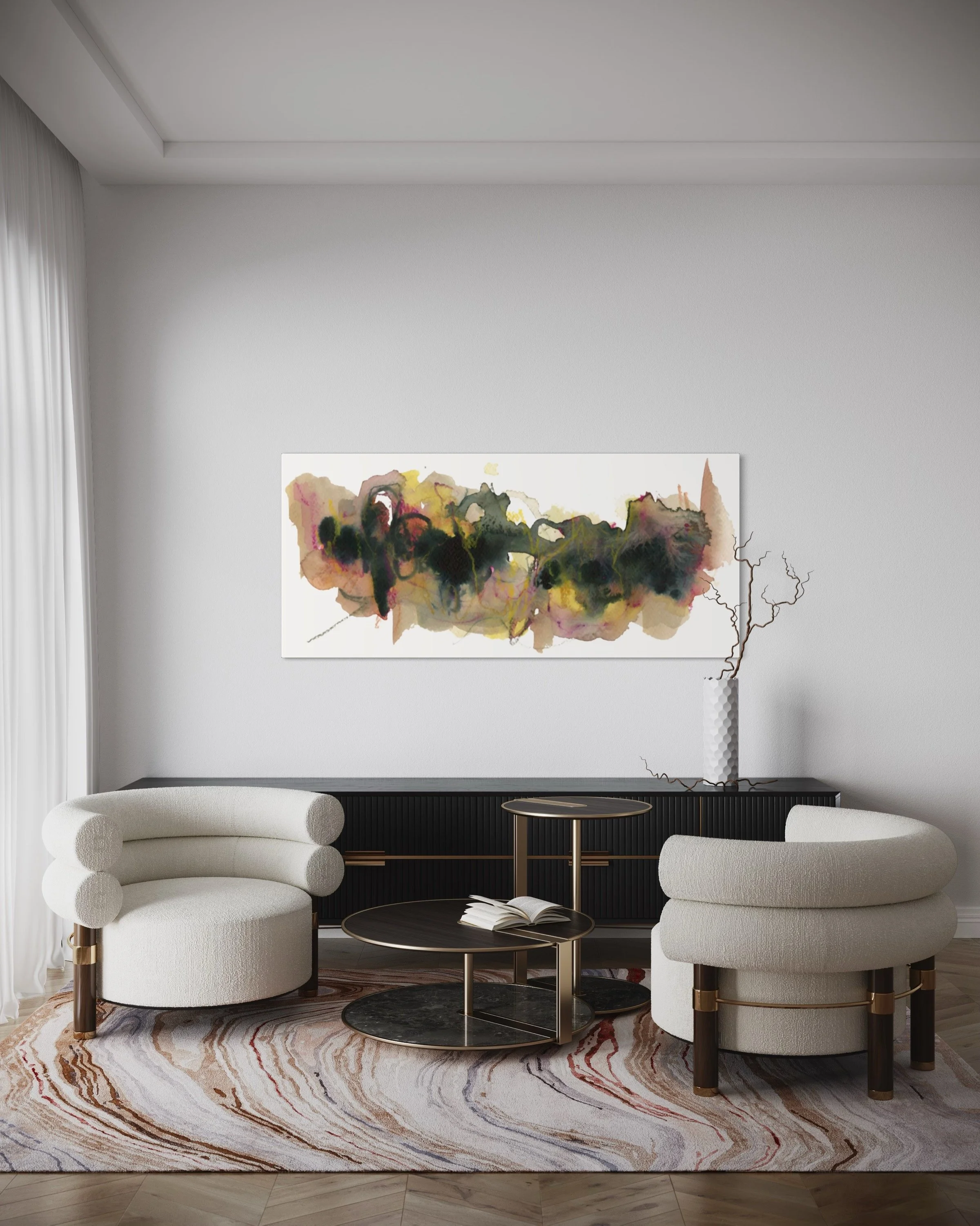 airborne sequence modern abstract collage painting nature fine art ...