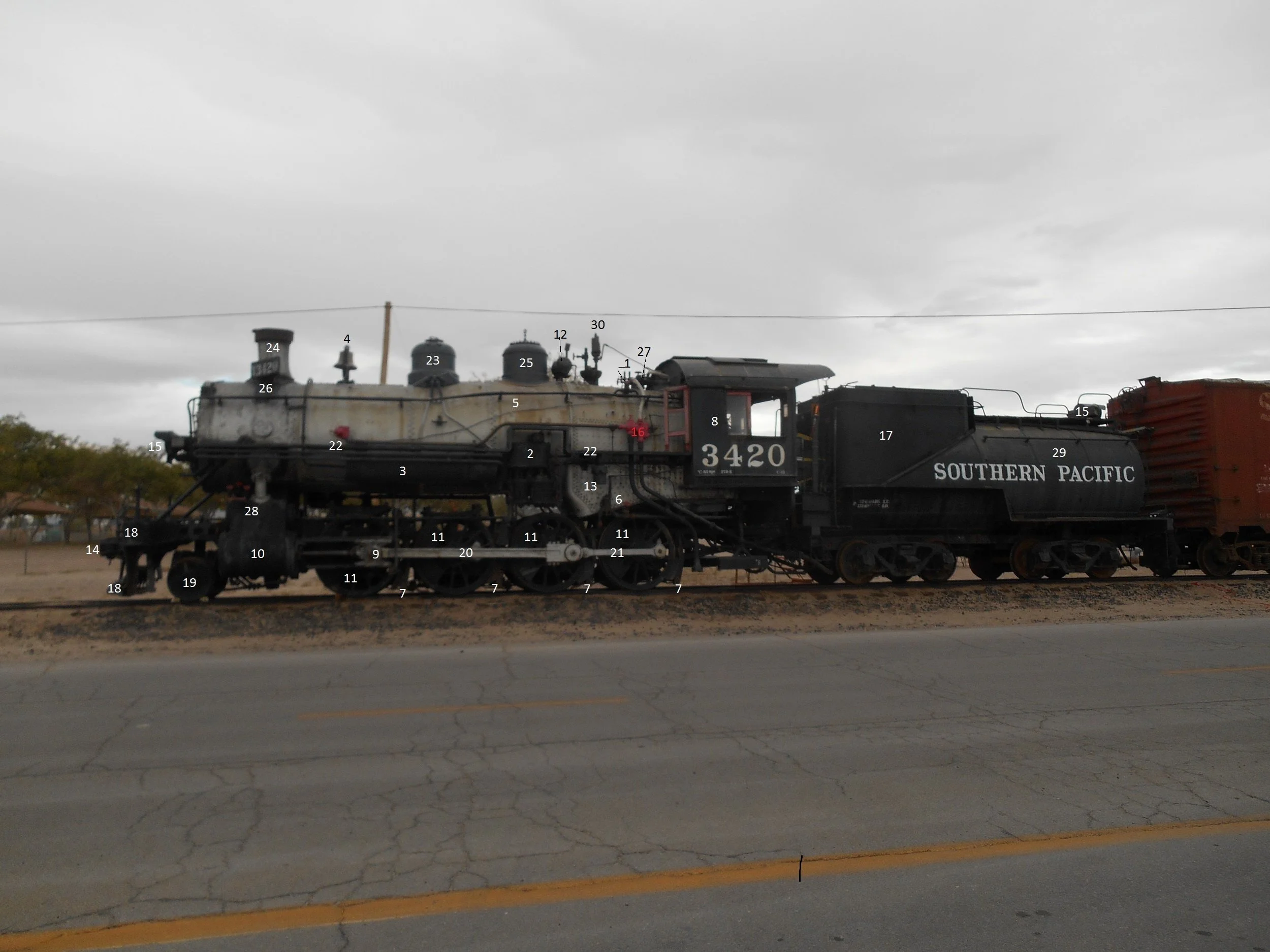 Location of the Appliances on SP 3420 — Southern Pacific 3420