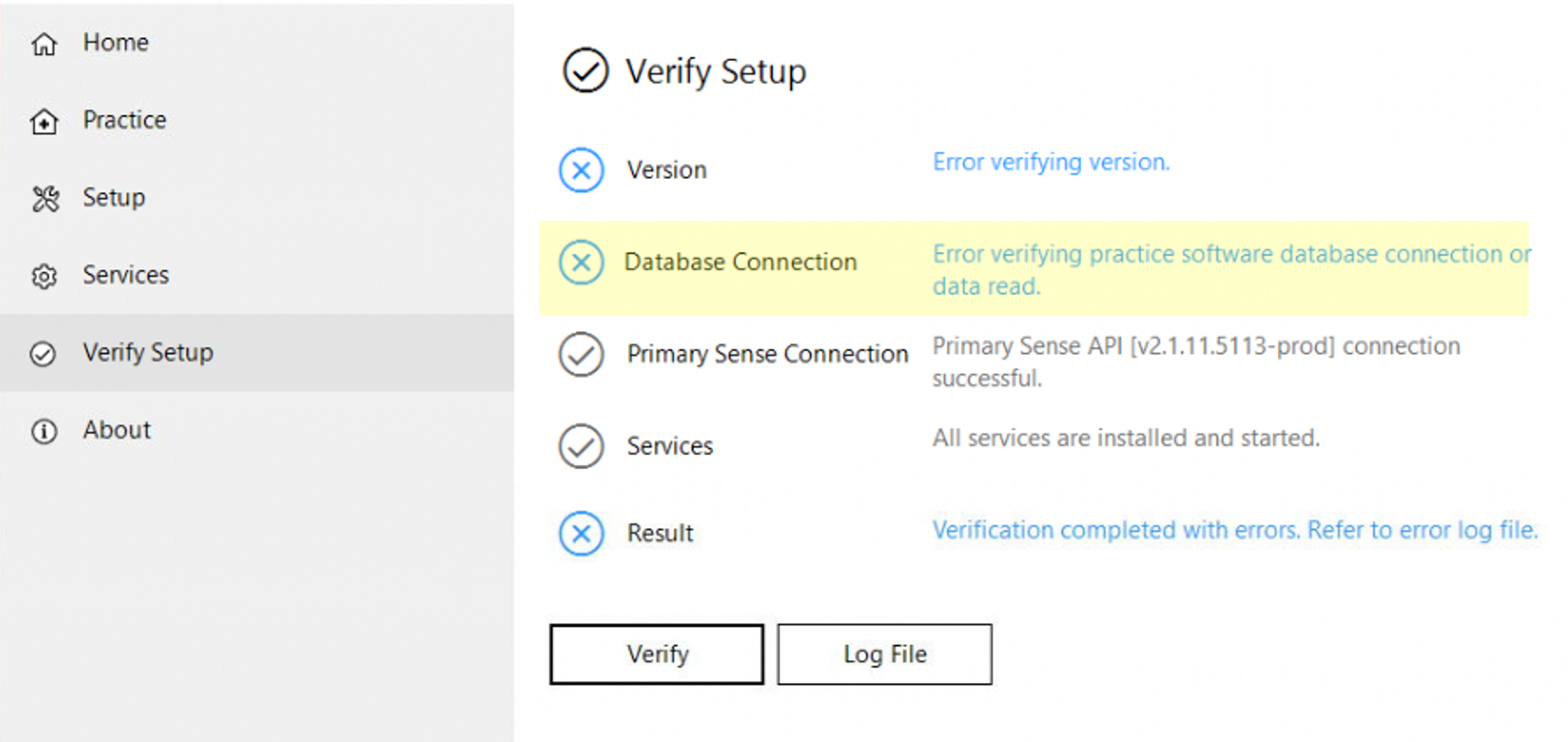 Troubleshooting — Primary Sense