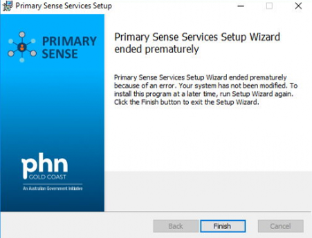 Troubleshooting — Primary Sense
