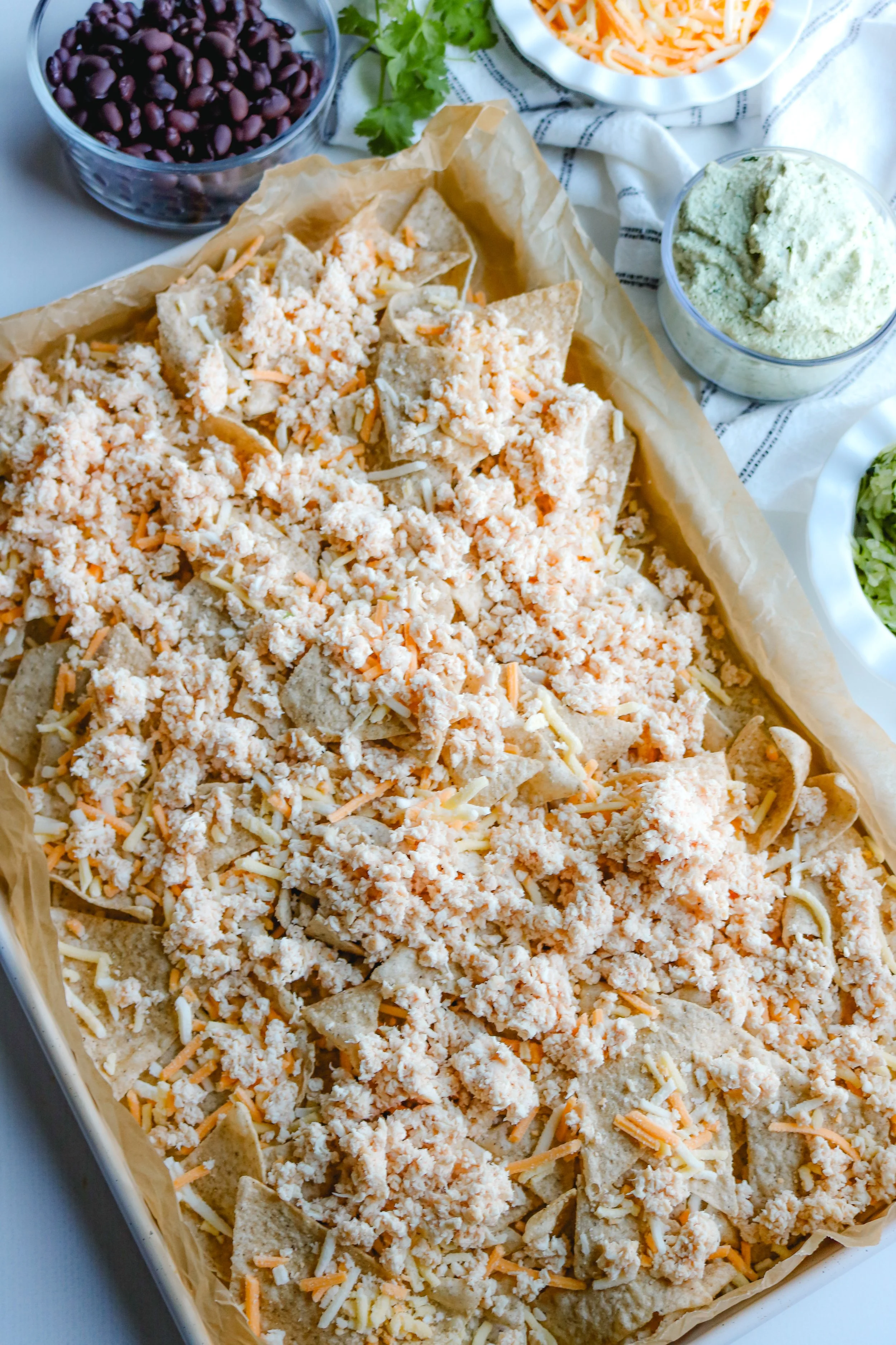 Dairy Free Sheet Pan Chicken Nachos with Beans | Cathleen Crobons