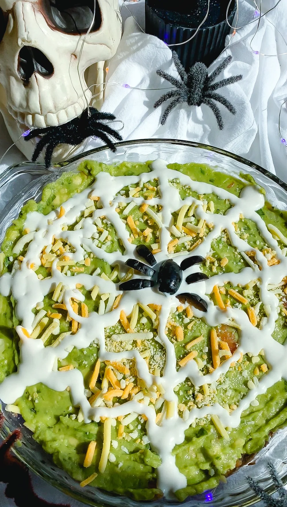 Vegan Dairy Free Spider Web Taco Dip | Cathleen Crobons