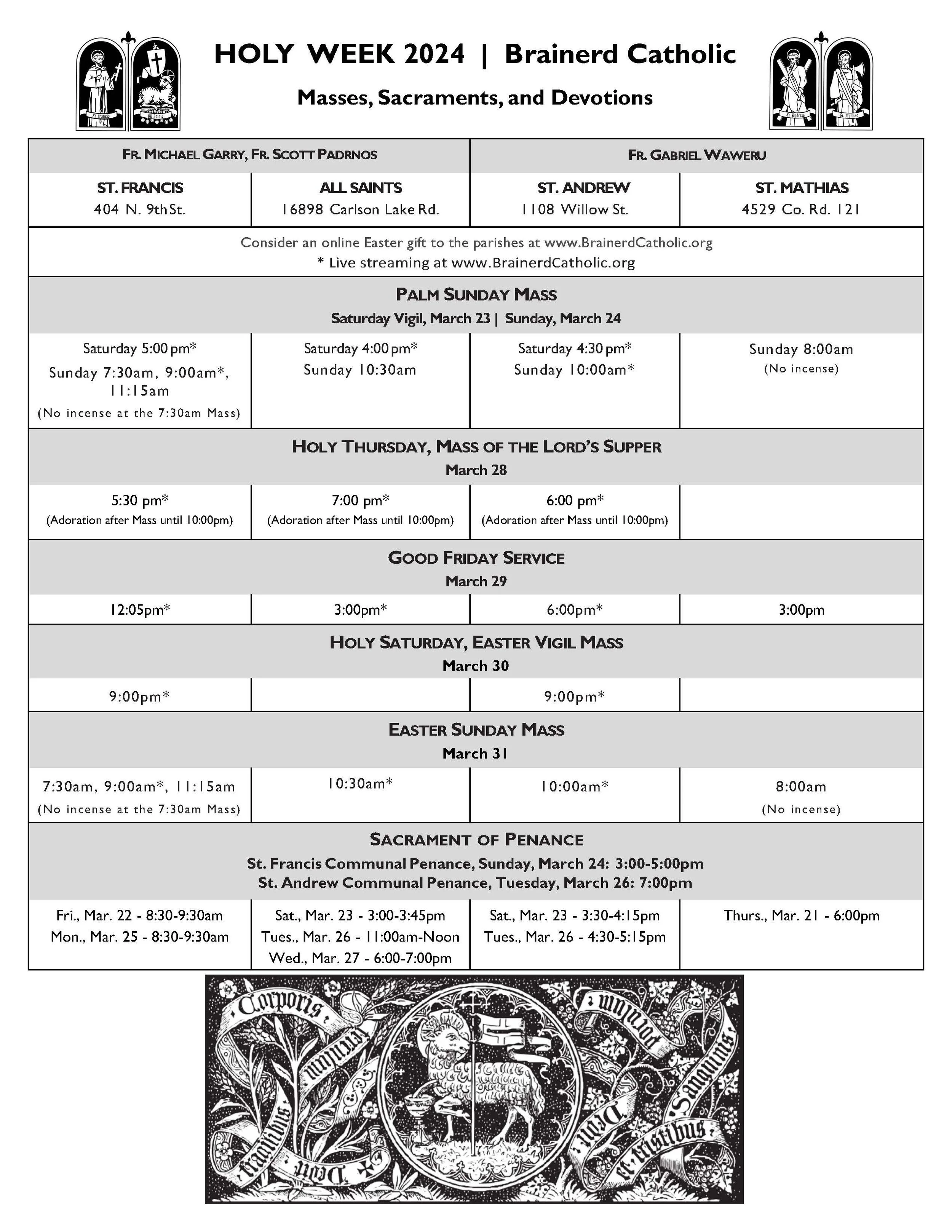 Holy Week Schedule — Brainerd Catholic