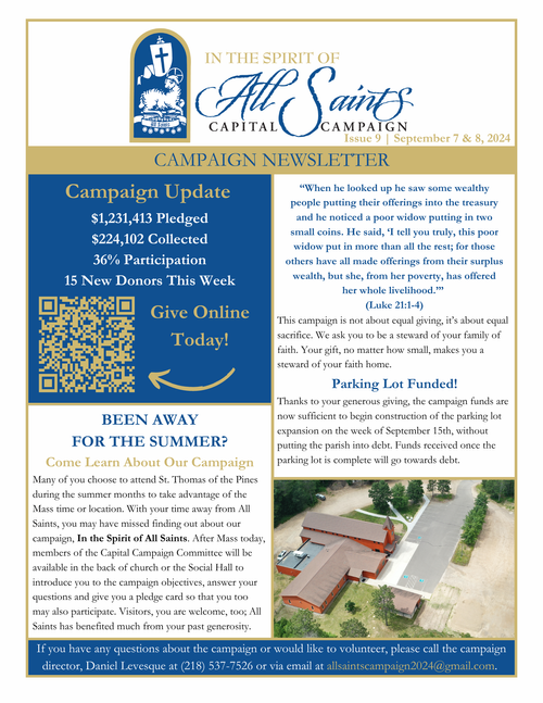 All Saints Capital Campaign: issue 9 — Brainerd Catholic