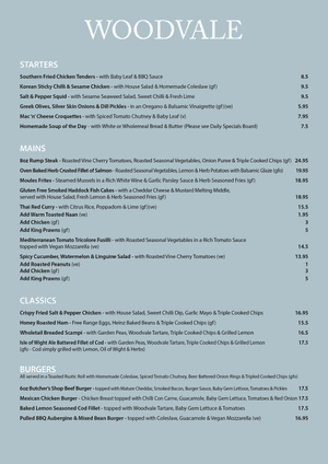 Menu 1 — the WOODVALE