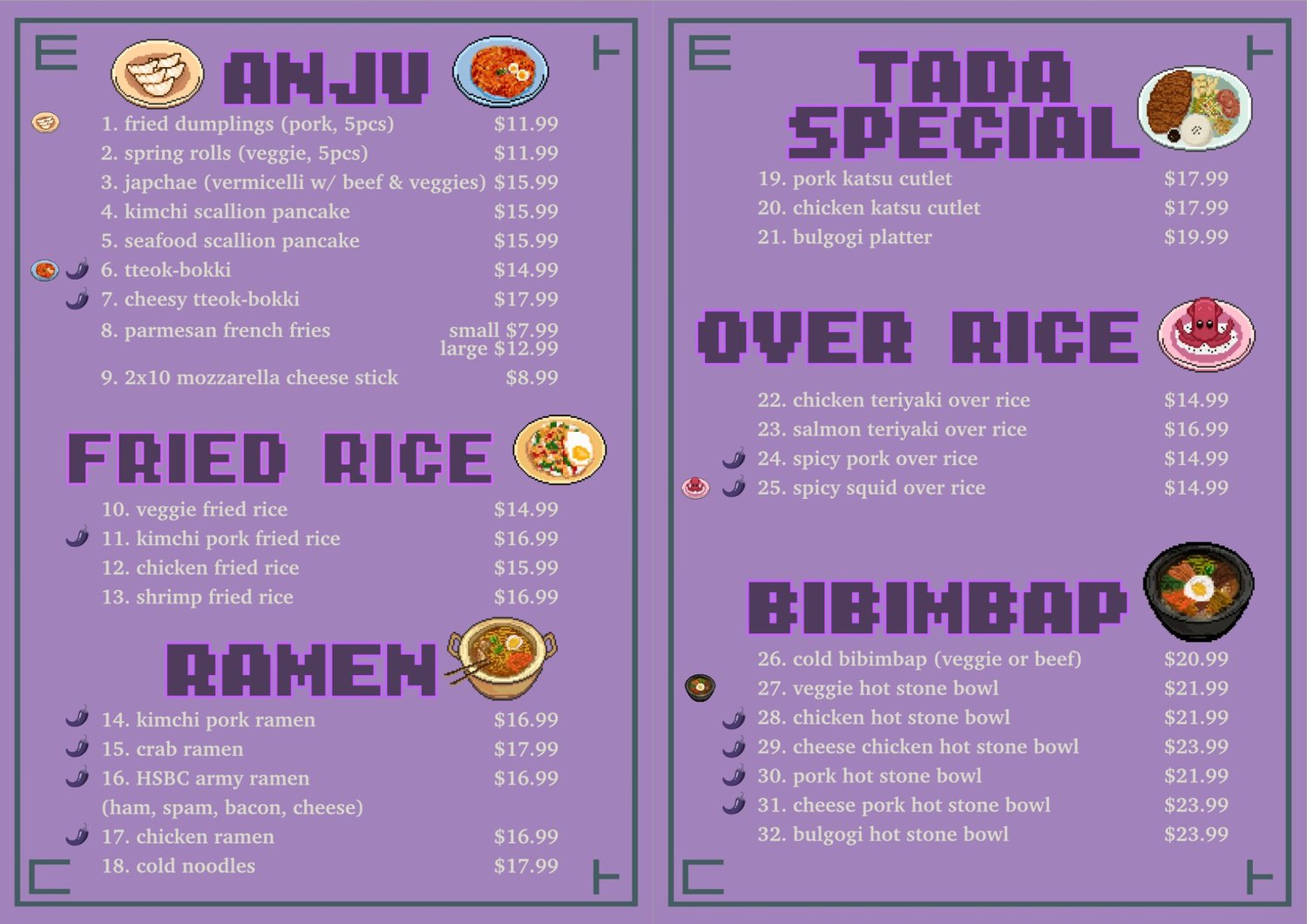 Menu — Tada Korean Fried Chicken & More