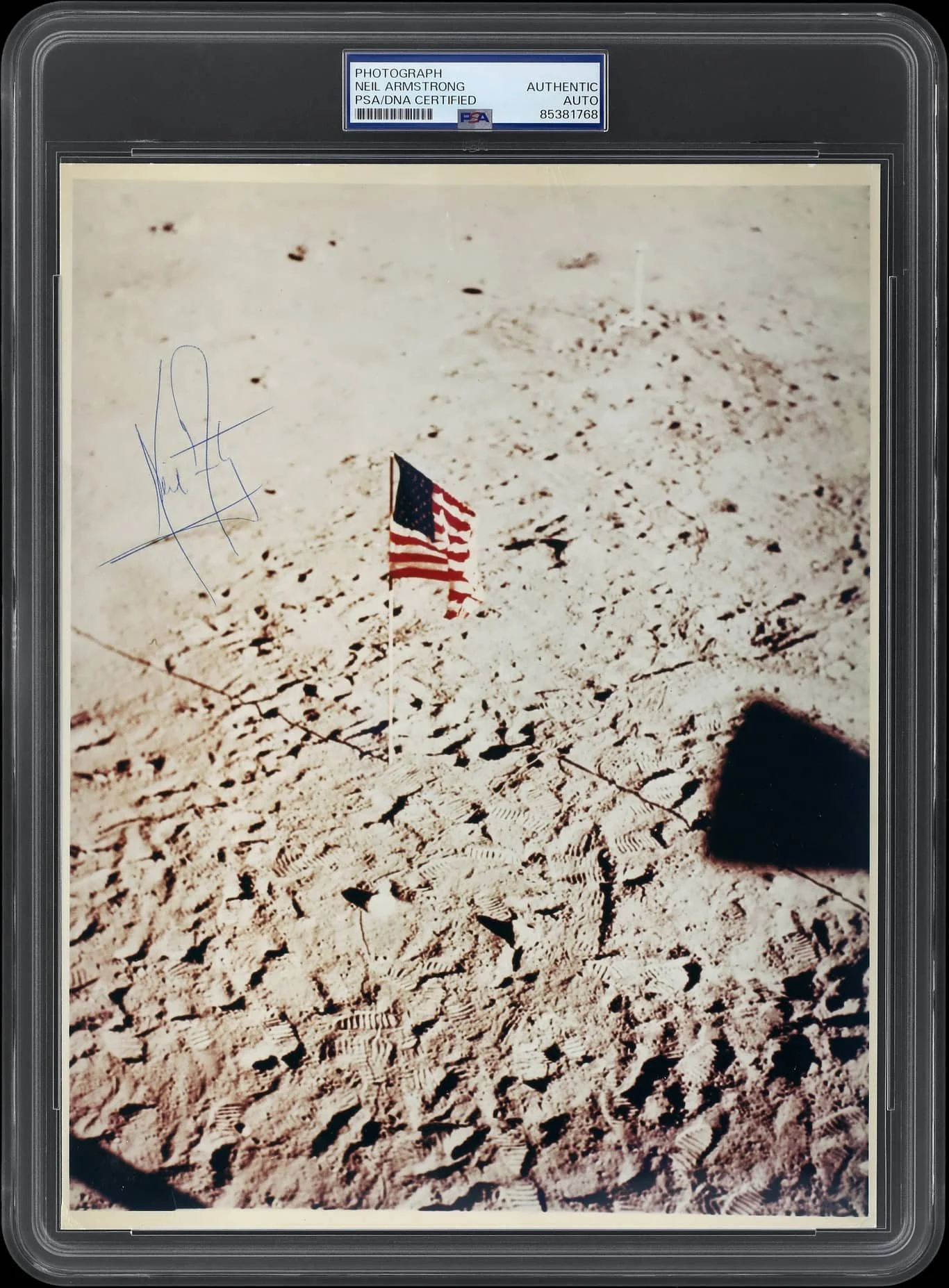 Neil Armstrong Signed Lunar Flag / Footprints 8x10 Photo - Stunning and ...