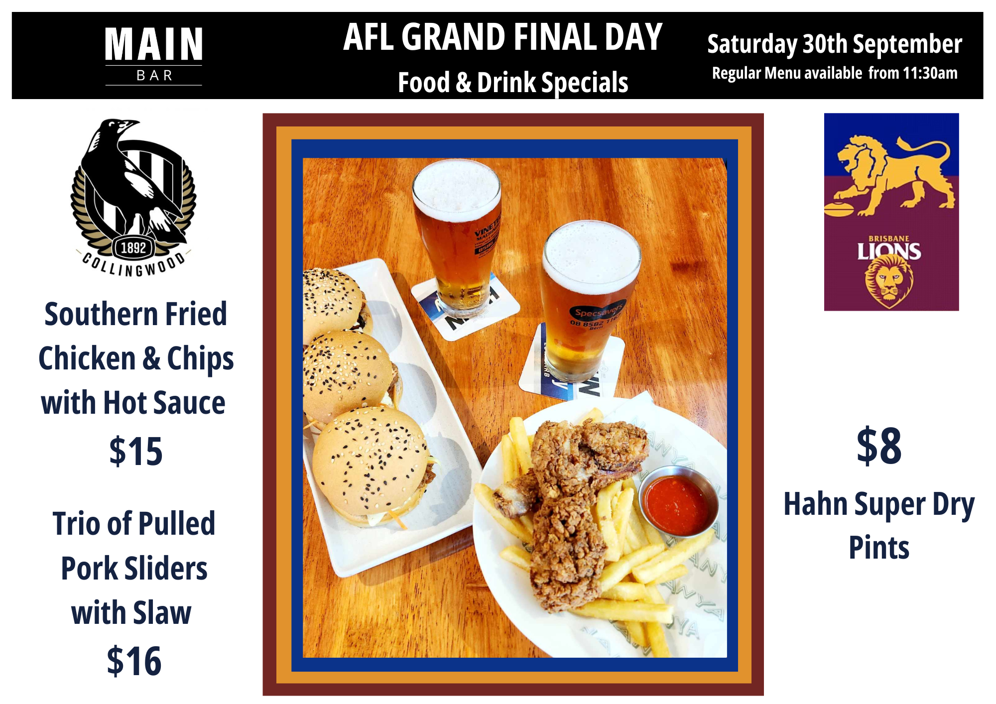 AFL Grand Final Day Food & drink specials — Hotel Renmark