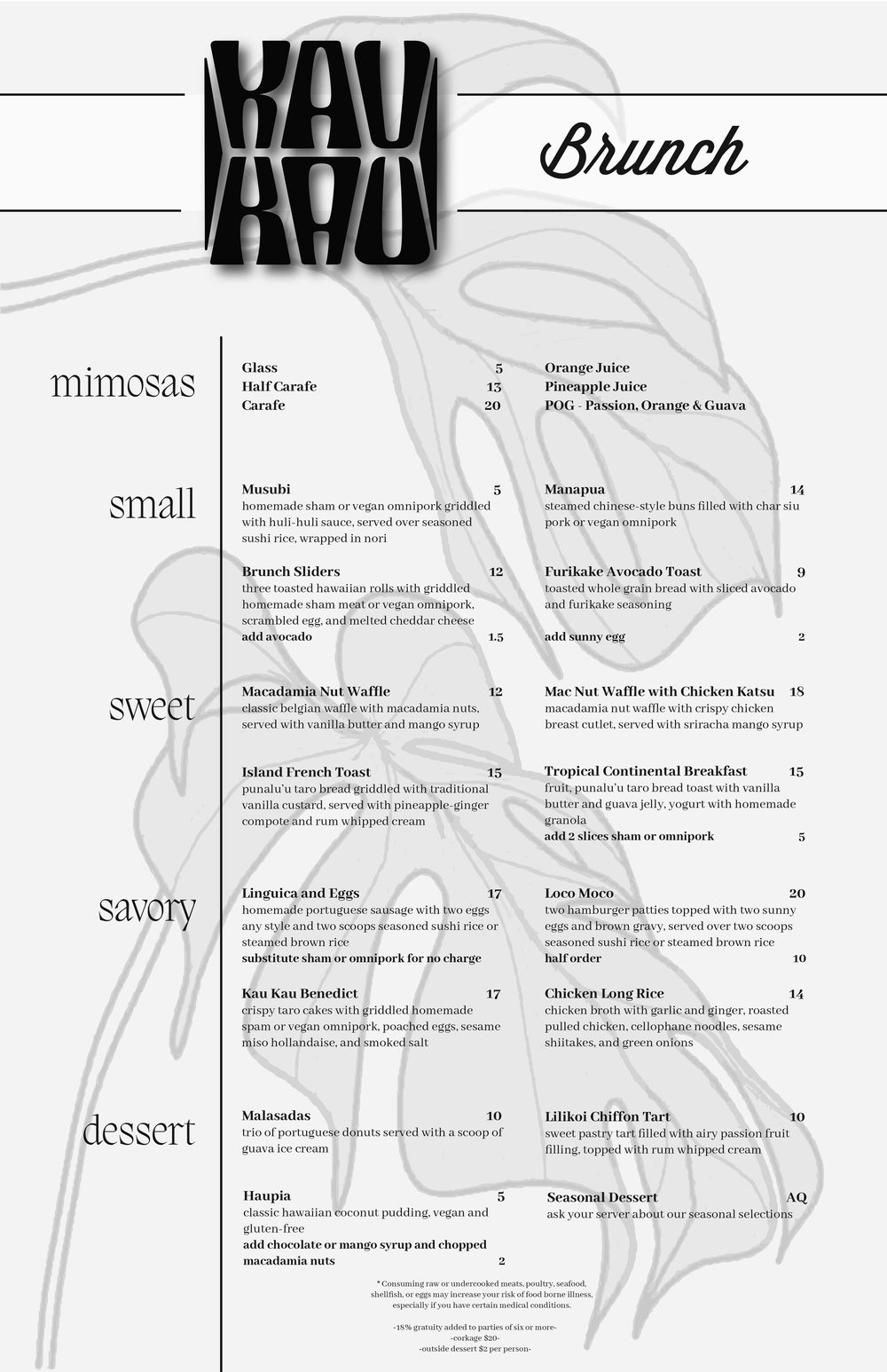Menu — Kau Kau Sacramento