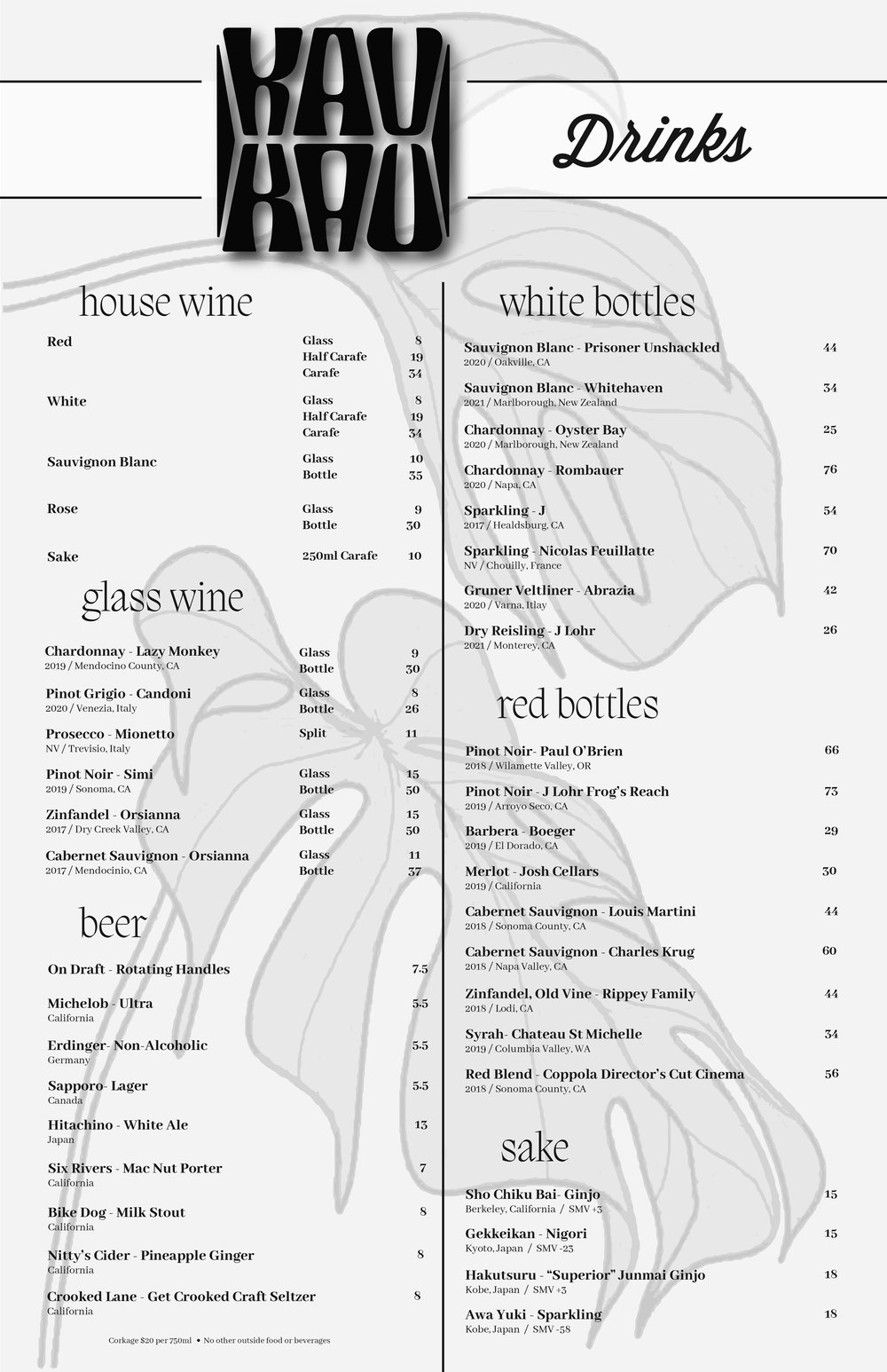 Menu — Kau Kau Sacramento