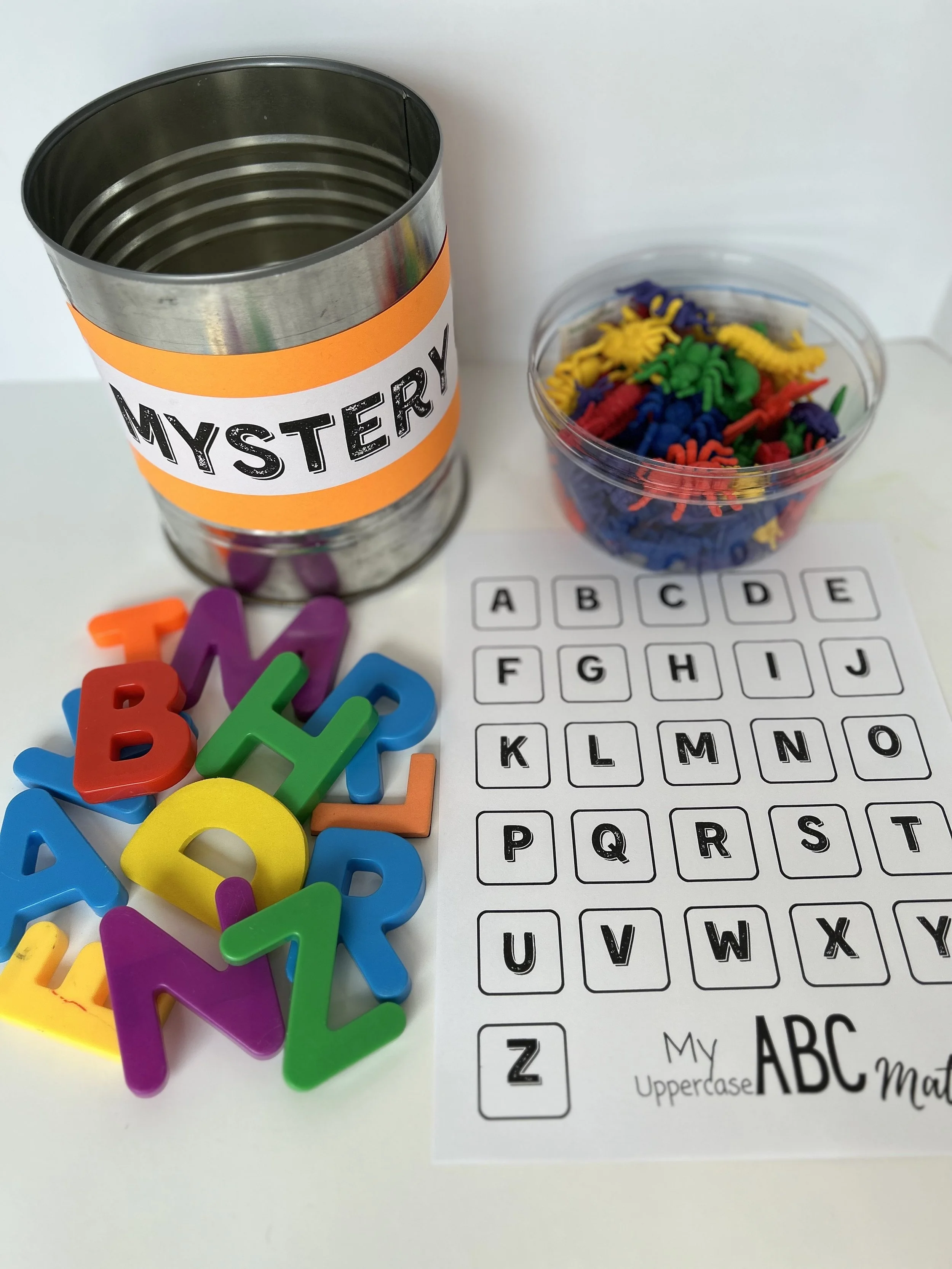 Mystery Can Alphabet Review Game [free download] — My Preschool Place
