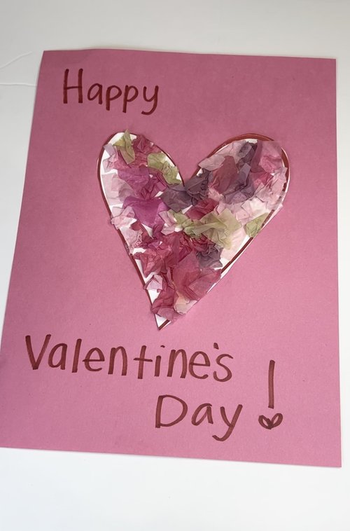 Valentine’s Day Tissue Paper Scrunch Heart — My Preschool Place