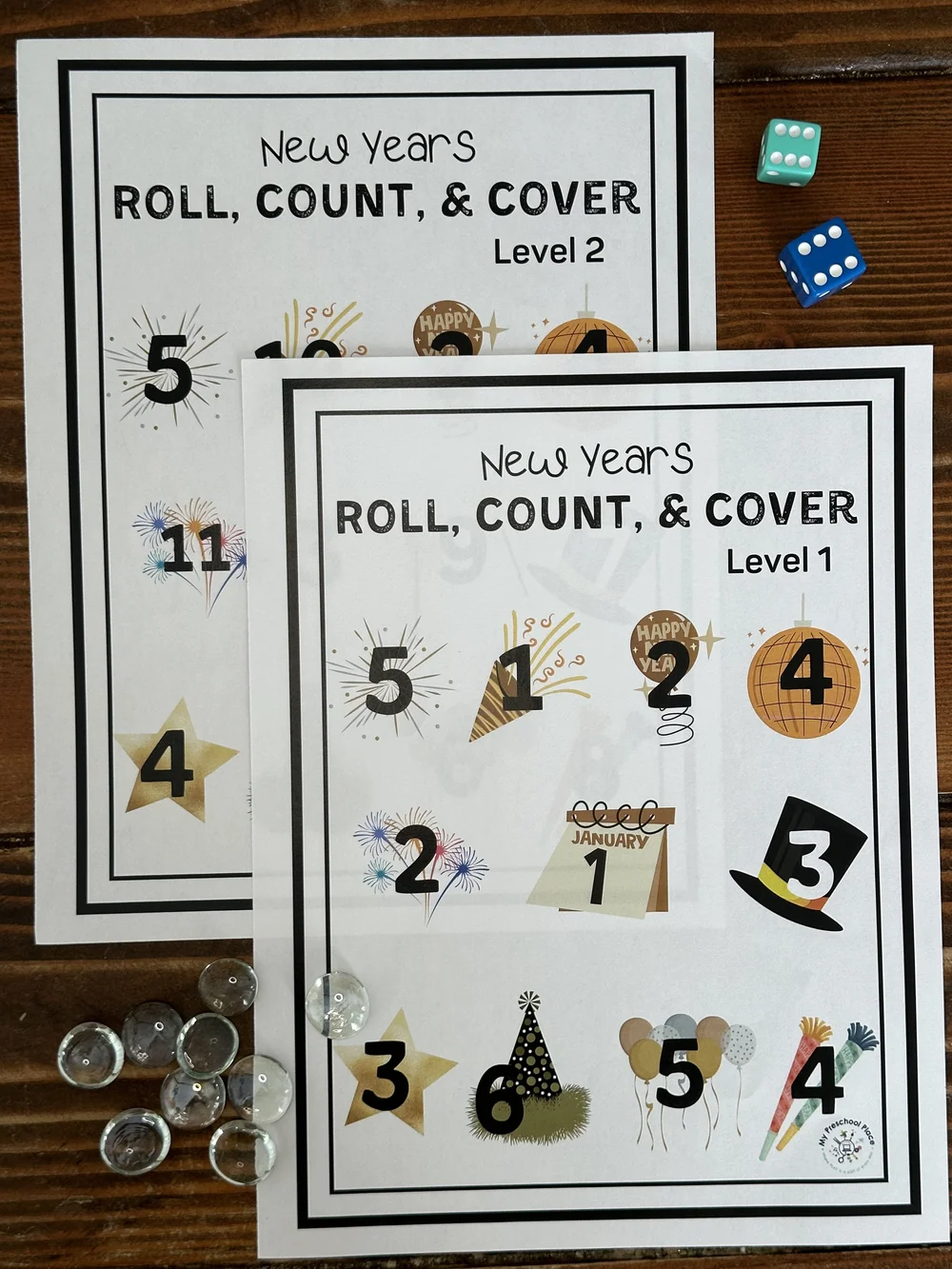New Years Roll, Count, and Cover Game [free download] — My Preschool Place