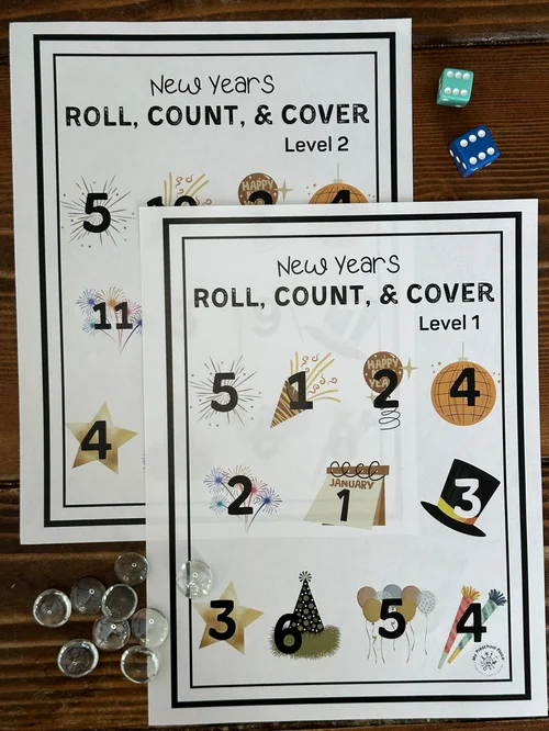 New Years Roll, Count, and Cover Game [free download] — My Preschool Place