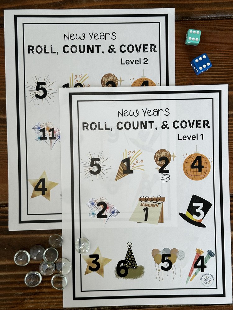 New Years Roll, Count, and Cover Game [free download] — My Preschool Place