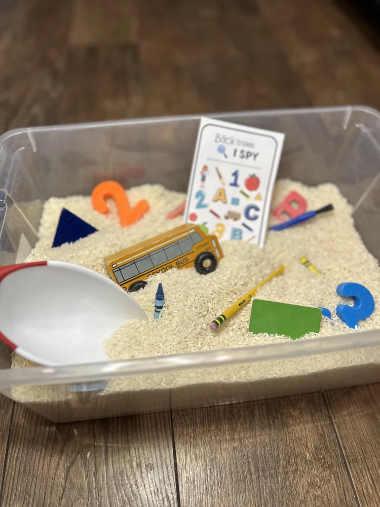 Back to School I Spy Sensory Bin [free download] — My Preschool Place