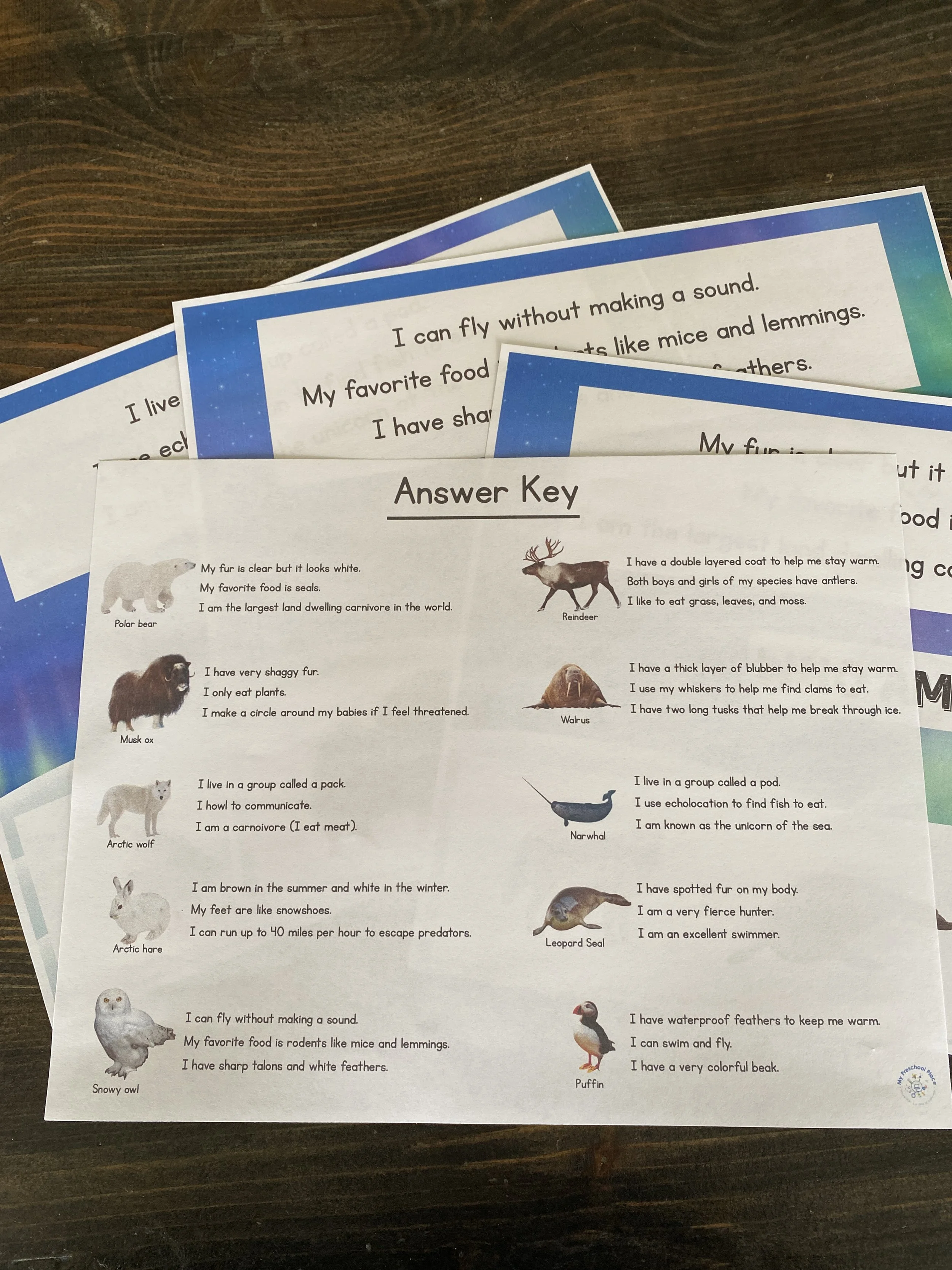 Arctic Animal Riddle Cards — My Preschool Place