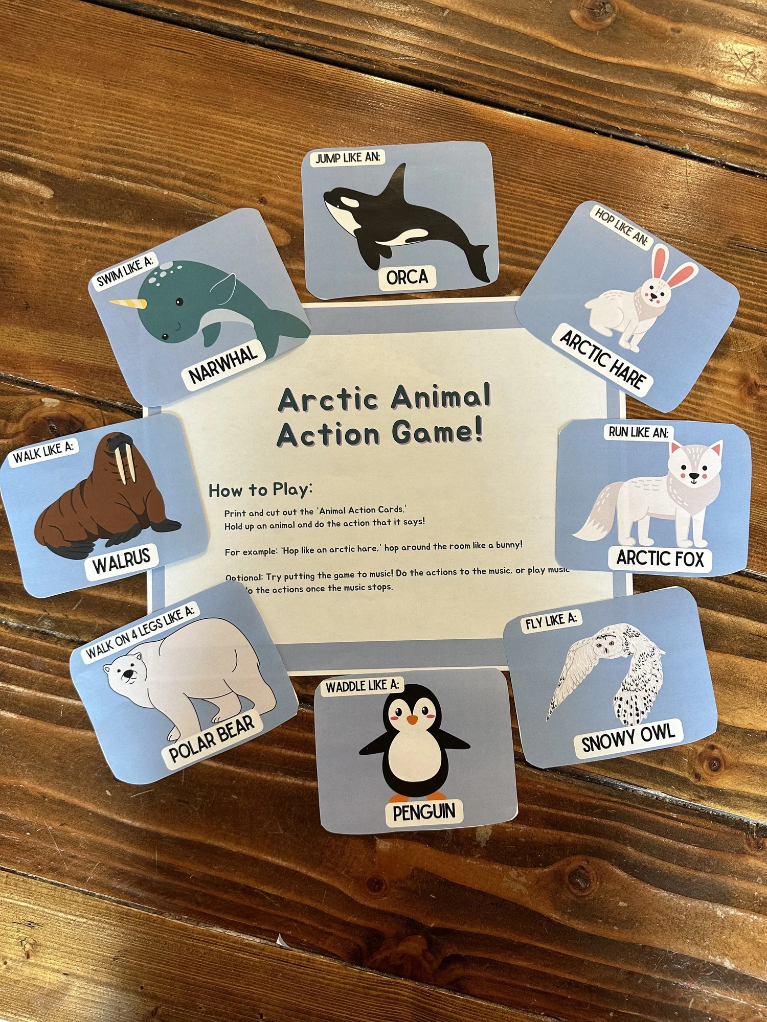 Arctic Animal Gross Motor Game [free download] — My Preschool Place