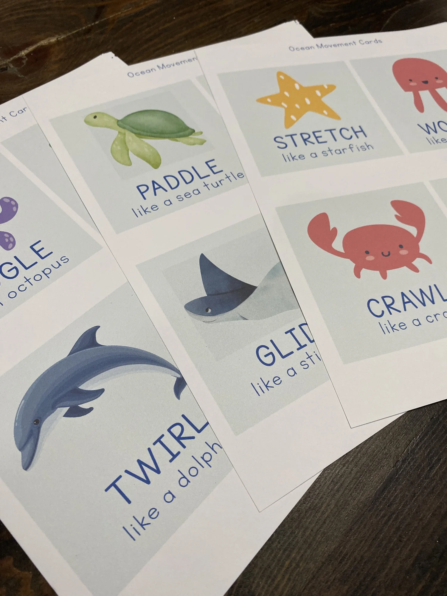 Ocean Movement Gross Motor Cards — My Preschool Place