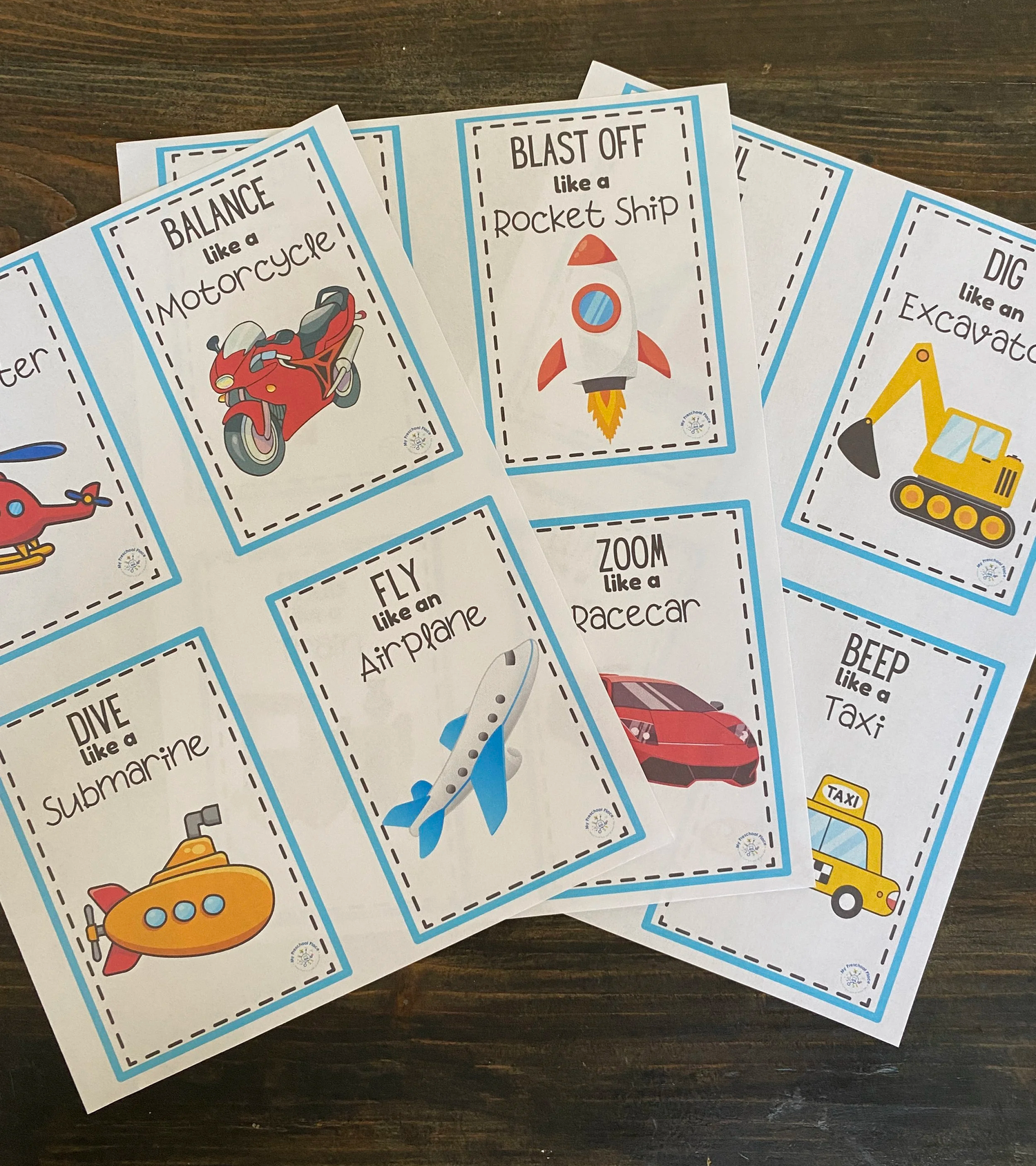 Transportation Gross Motor Movement Cards (free download!) — My ...
