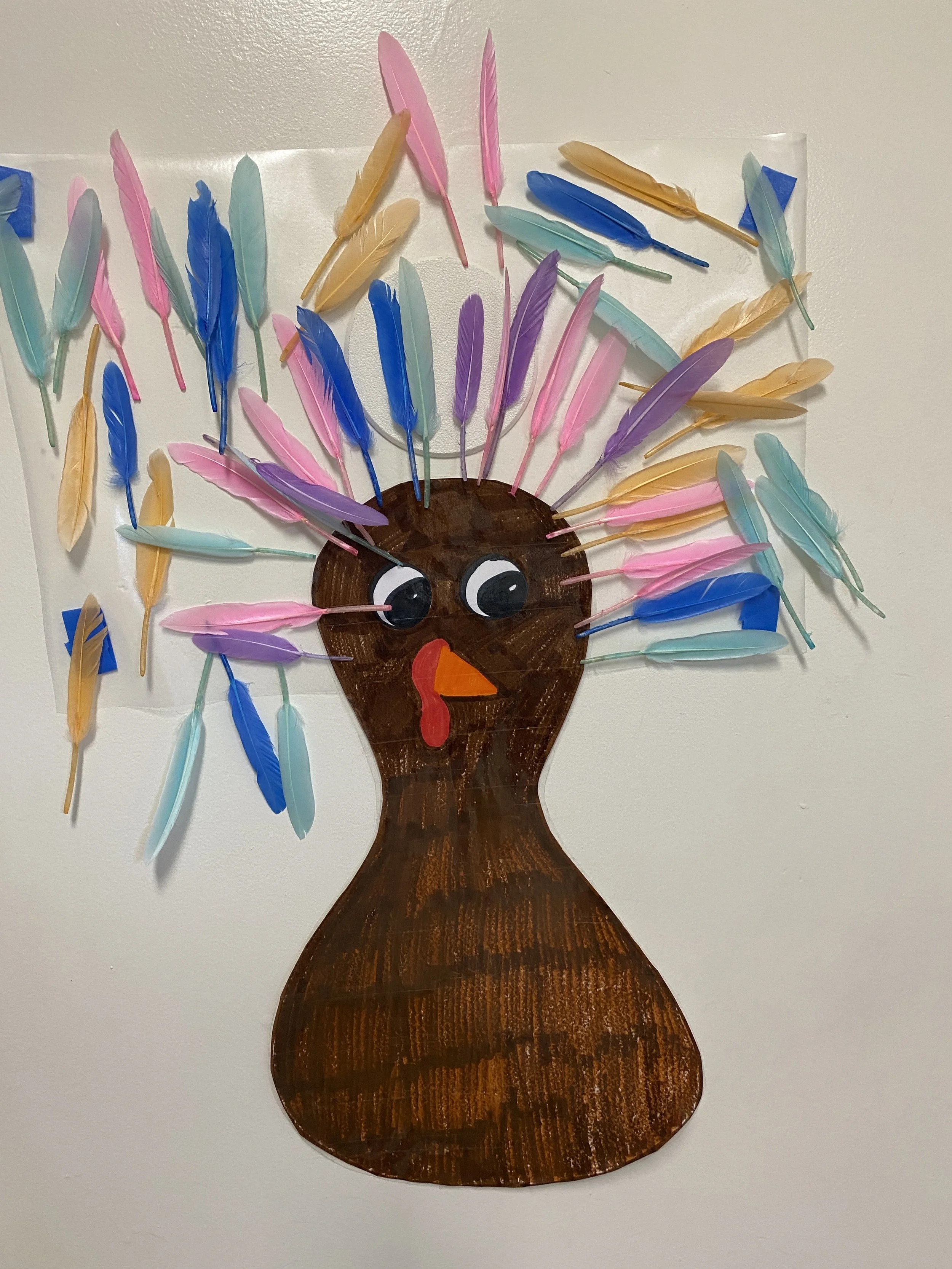 Sticky Feather Turkey Math Activity — My Preschool Place