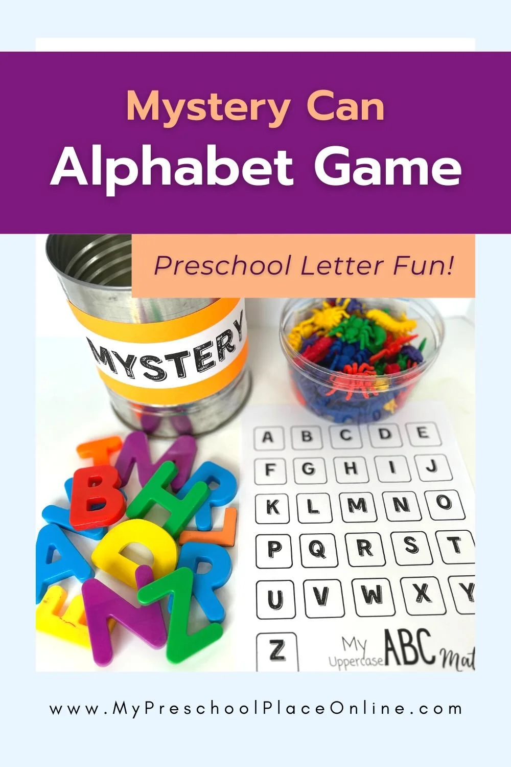 Mystery Can Alphabet Review Game [free download] — My Preschool Place