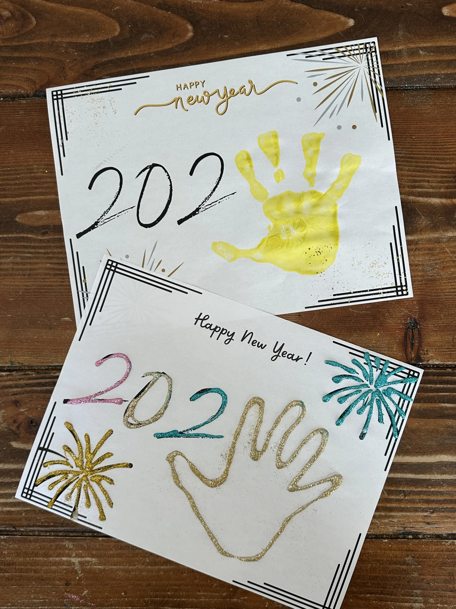 Happy New Year Handprint Art [free download] — My Preschool Place