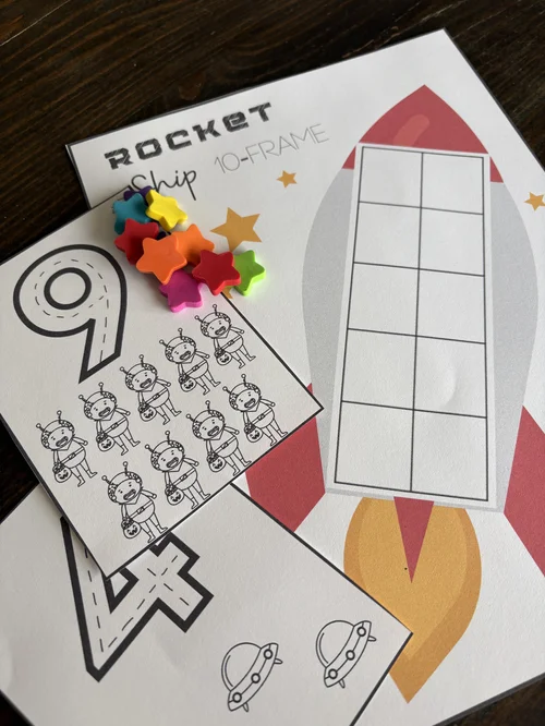 Rocket Ship 10 Frame Space Math Activity — My Preschool Place