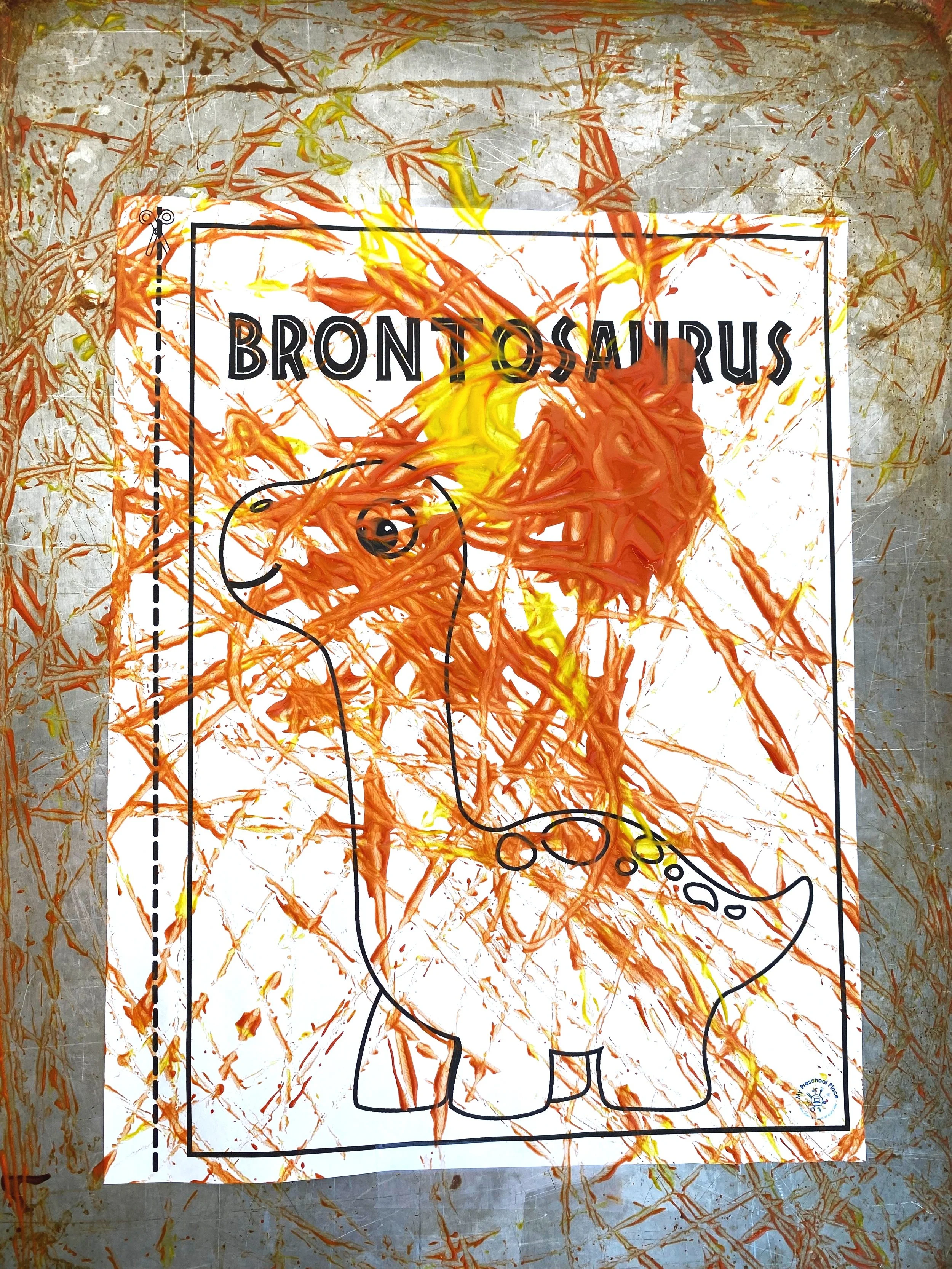 Dinosaur Marble Roll Art [free download] — My Preschool Place