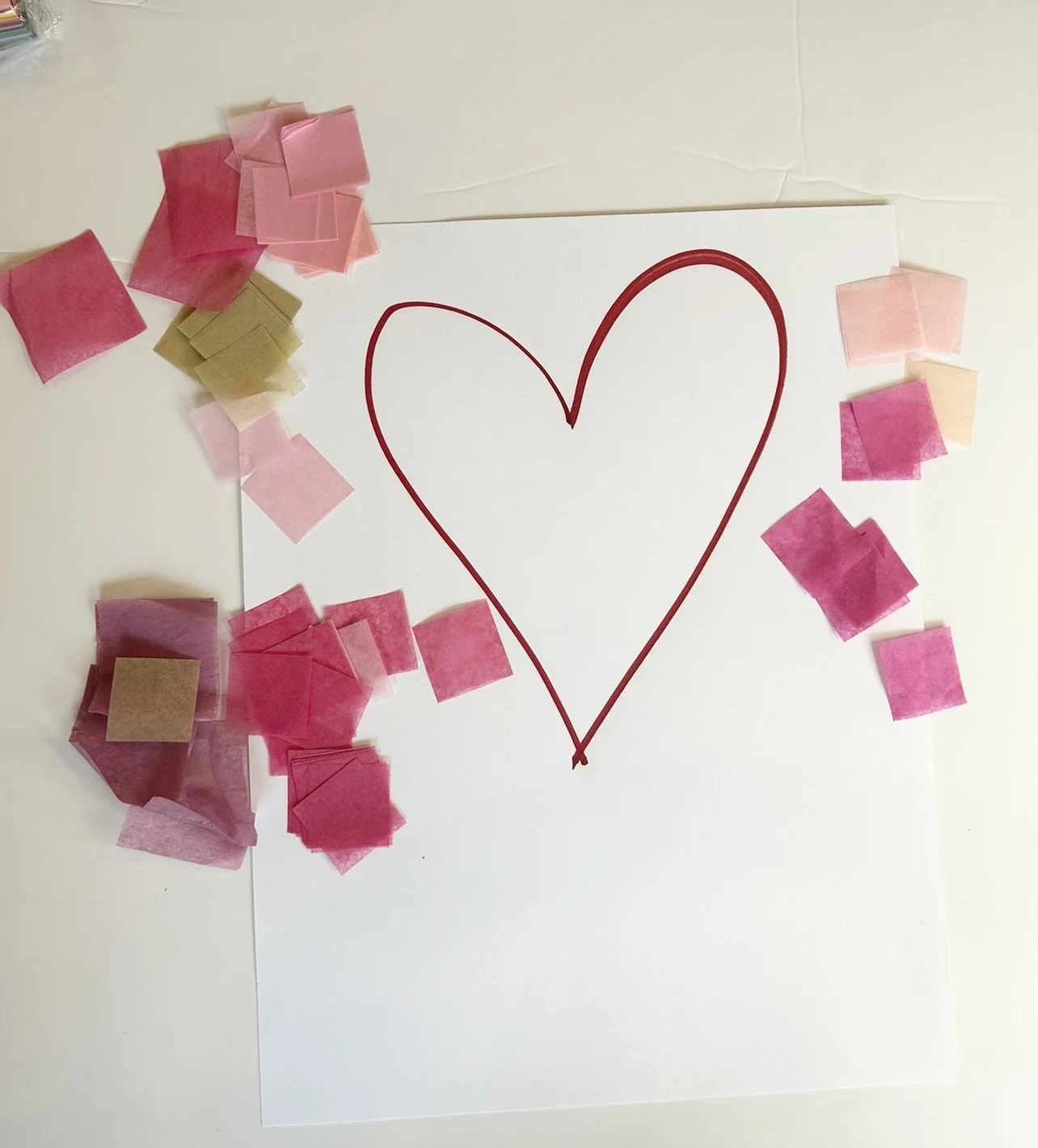 Valentine’s Day Tissue Paper Scrunch Heart — My Preschool Place