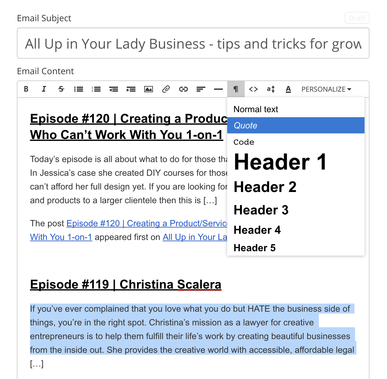 How to Create Customized Quote Boxes in ConvertKit — Boss Project