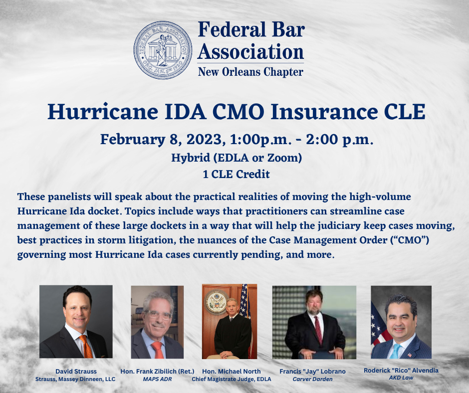 Upcoming Programs & CLEs — Federal Bar Association - New Orleans Chapter