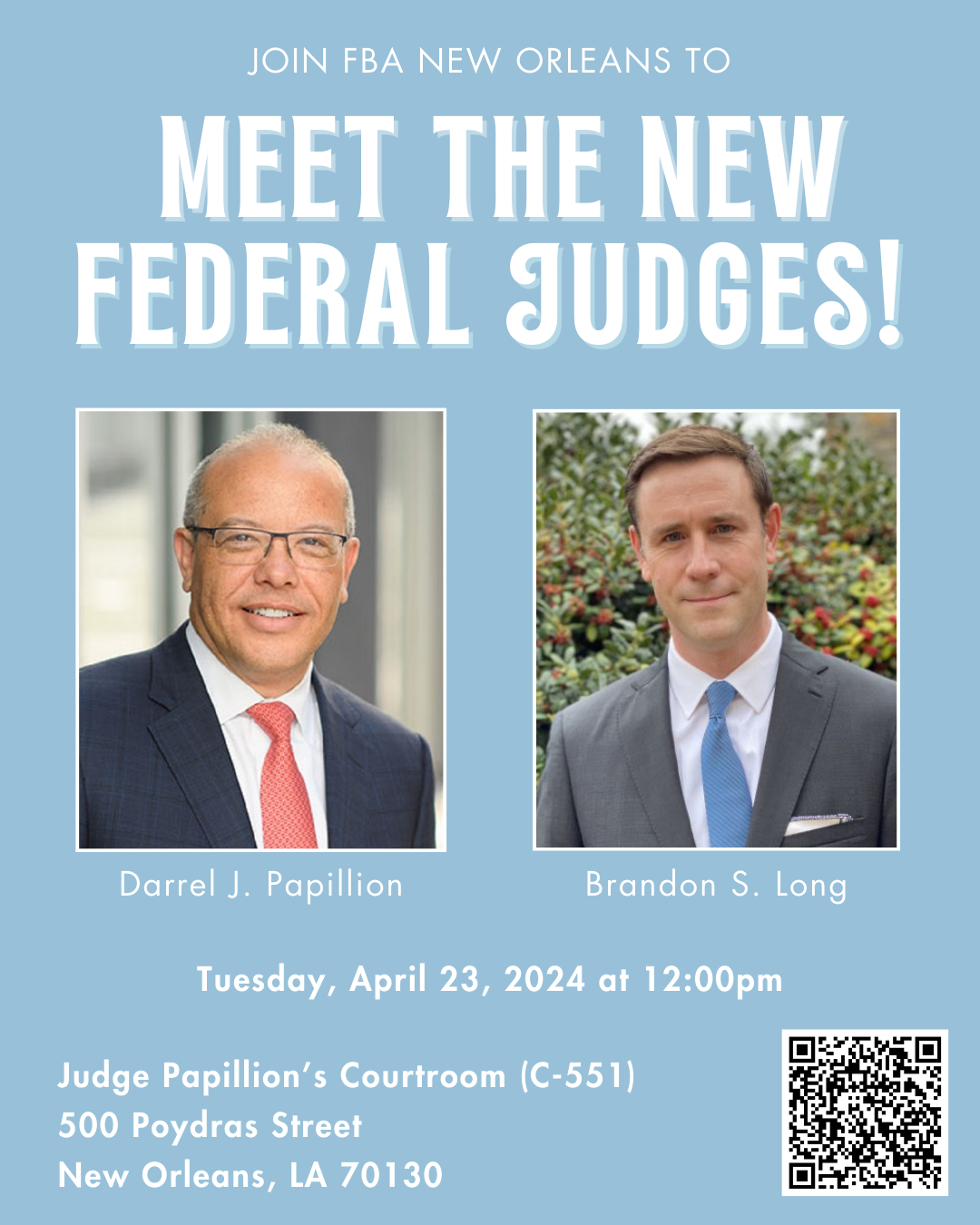 Meet EDLA’s new Federal Judges CLE April 23, 2024 — Federal Bar ...