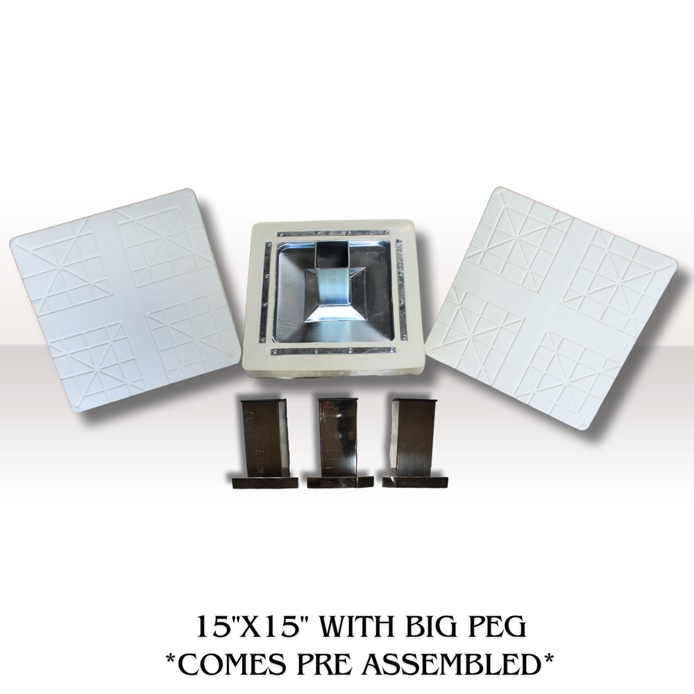 Set of three natural rubber 15x15 bases with standard peg and anchor ...