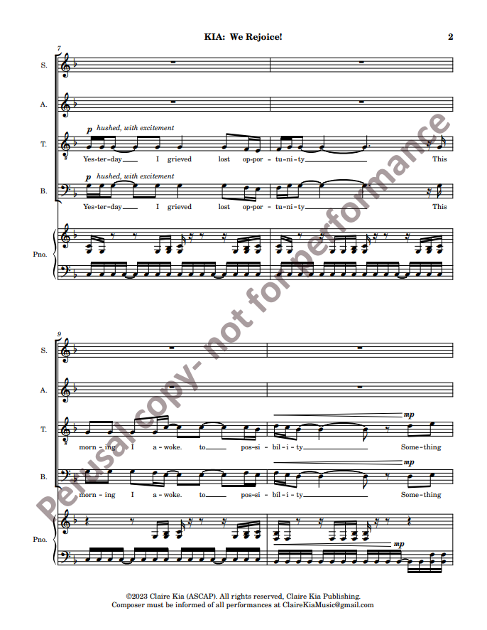 We Rejoice! for SATB Choir, with Piano Accompaniment — Claire Kia Music