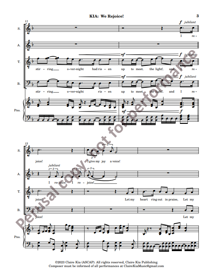 We Rejoice! for SATB Choir, with Piano Accompaniment — Claire Kia Music