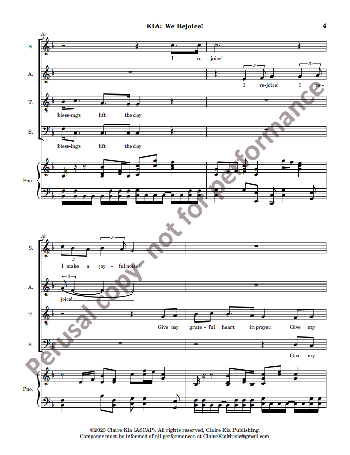 We Rejoice! for SATB Choir, with Piano Accompaniment — Claire Kia Music