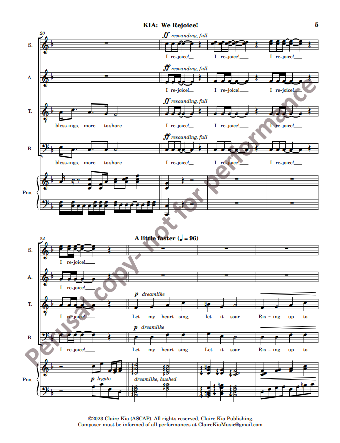 We Rejoice! for SATB Choir, with Piano Accompaniment — Claire Kia Music
