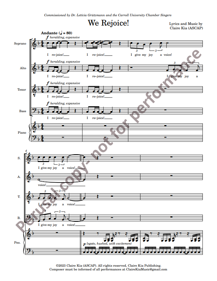 We Rejoice! for SATB Choir, with Piano Accompaniment — Claire Kia Music