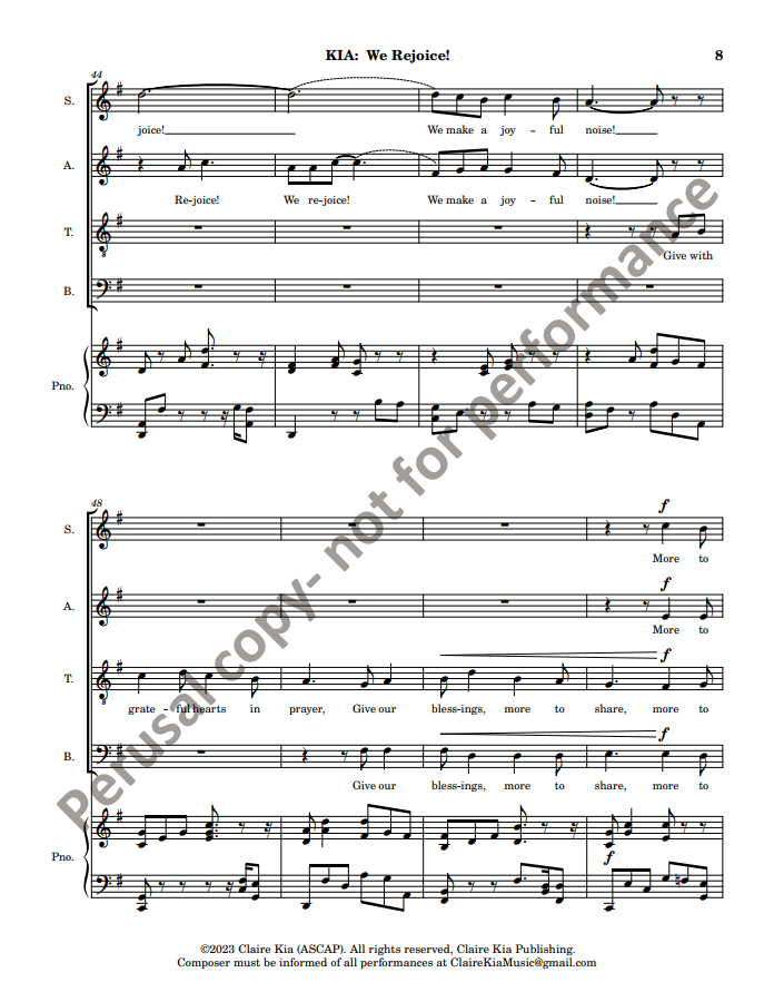 We Rejoice! for SATB Choir, with Piano Accompaniment — Claire Kia Music