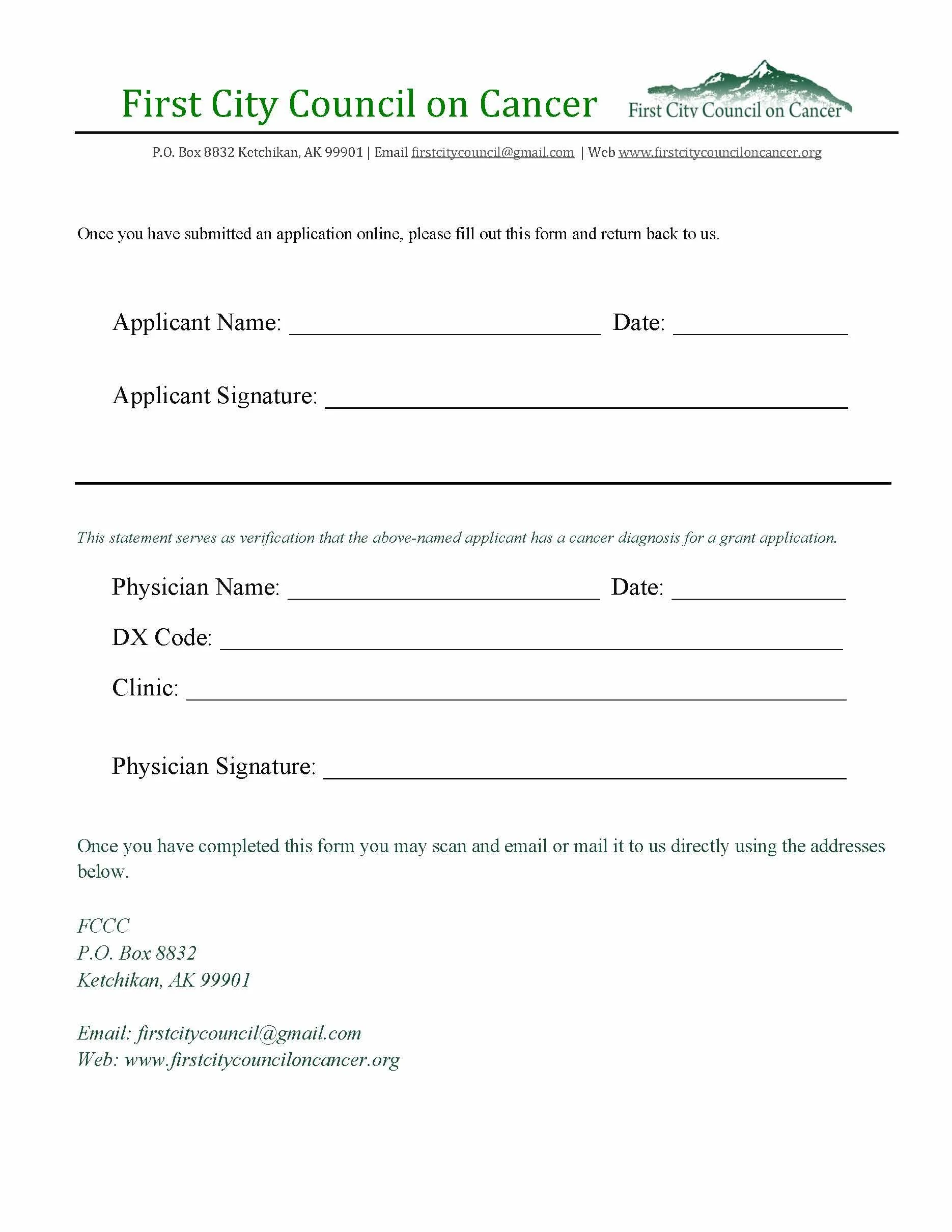 Apply — First City Council on Cancer