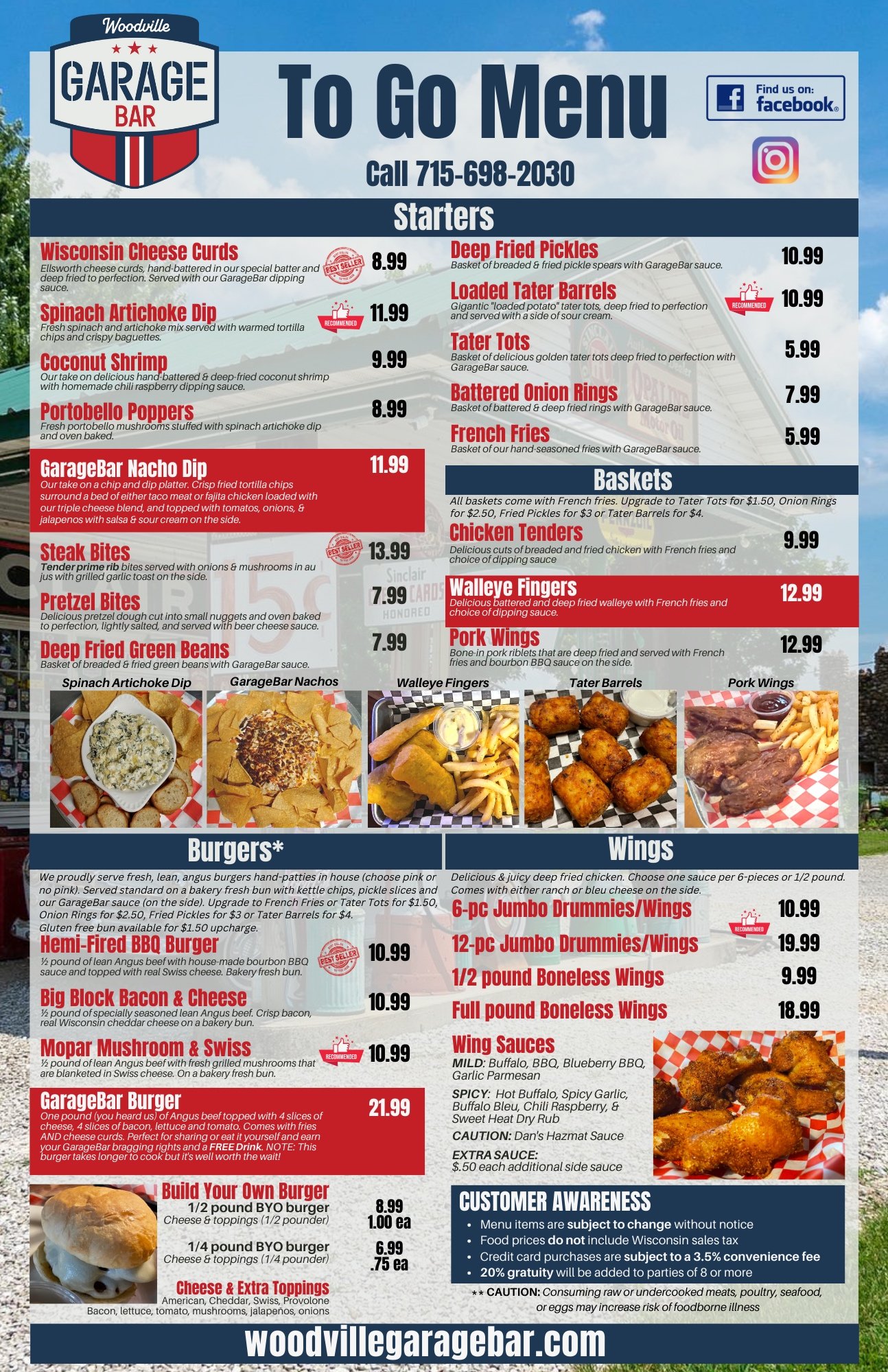Menu — Woodville GarageBar