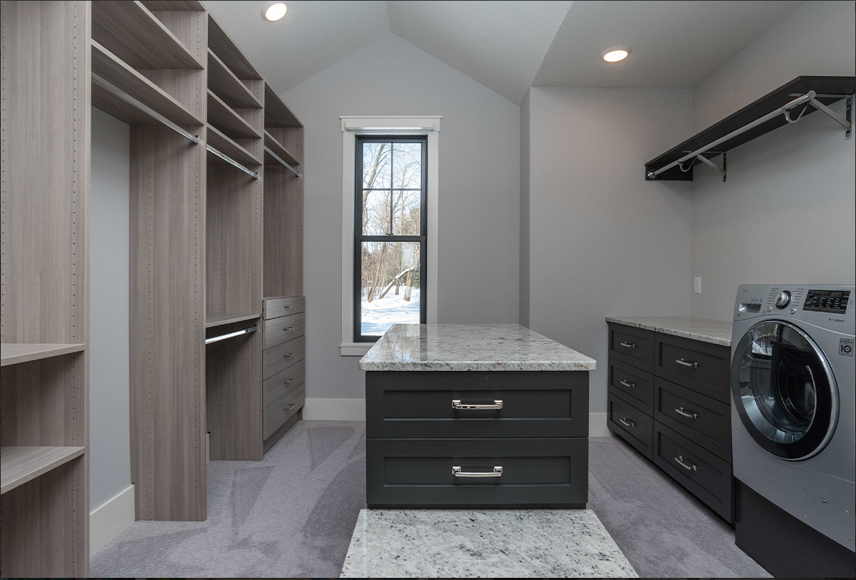 Sean's Cabinetry | Walk-in closet with washer and dryer: design ideas