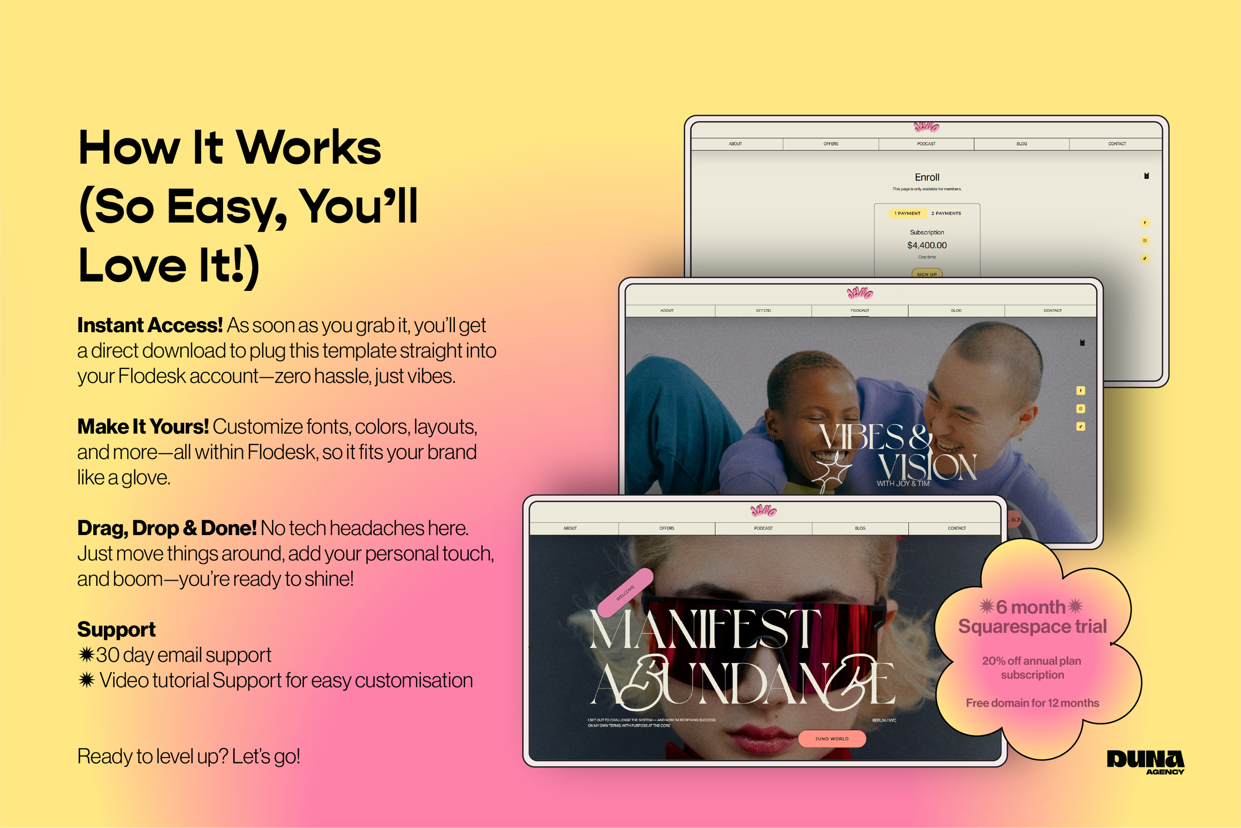 flora hybrid, squarespace and thrivecart website premium template ...
