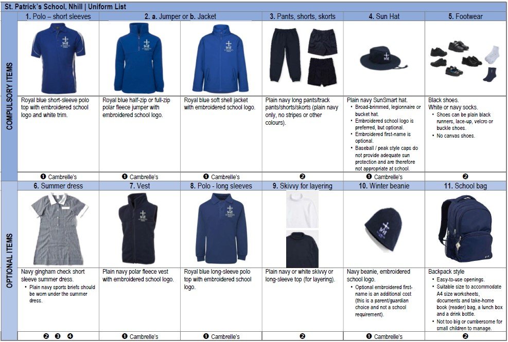 Uniform — St. Patrick's School, Nhill