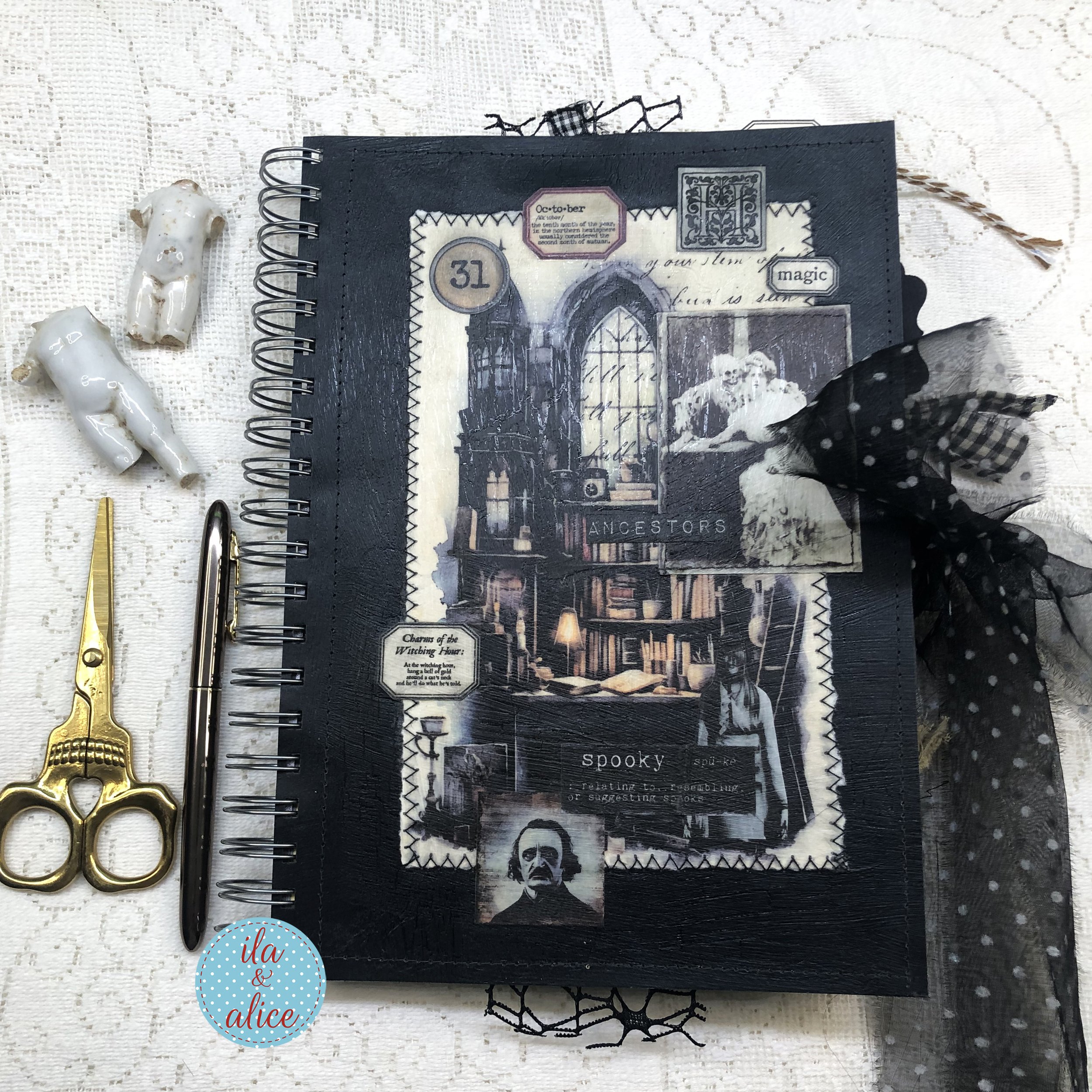 Black Halloween Junk Journal Loaded with Journal Cards, Envelopes ...