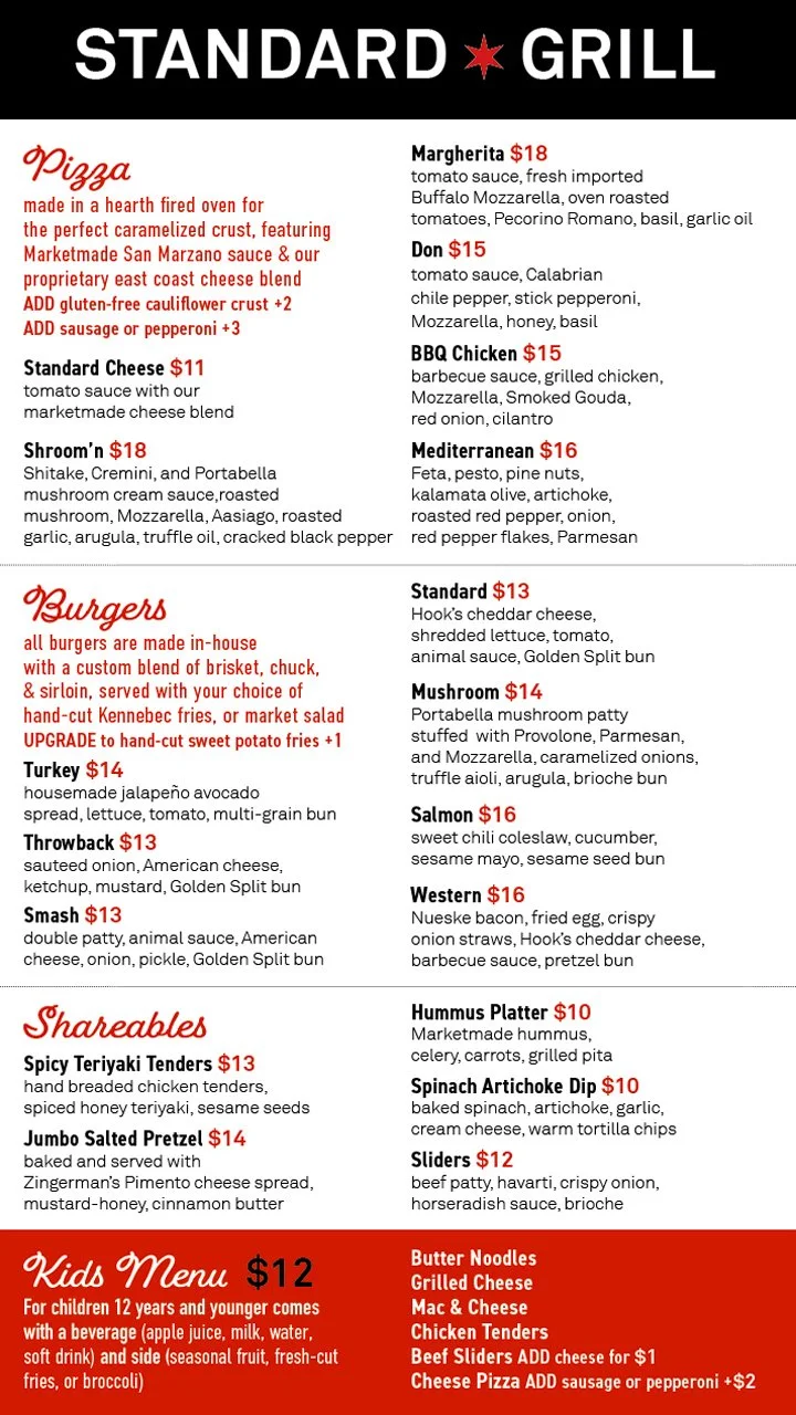 Grill Menu — STANDARD MARKET